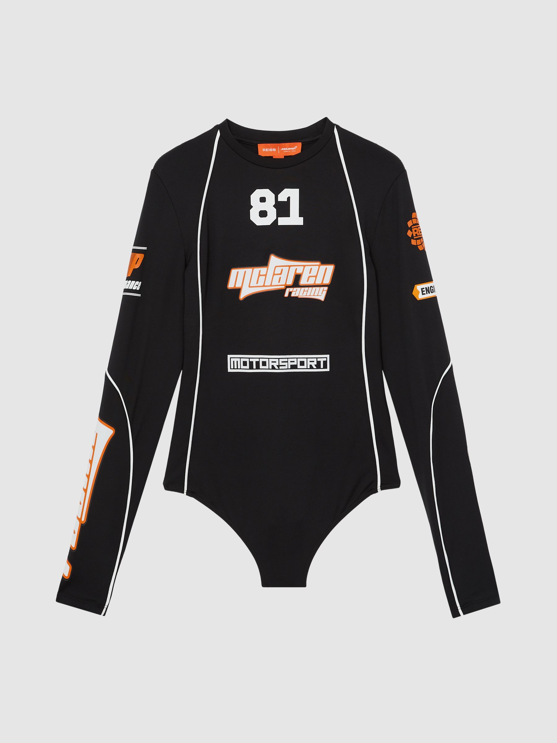 Reiss McLaren F1 Team Printed Race Bodysuit in Black - REISS