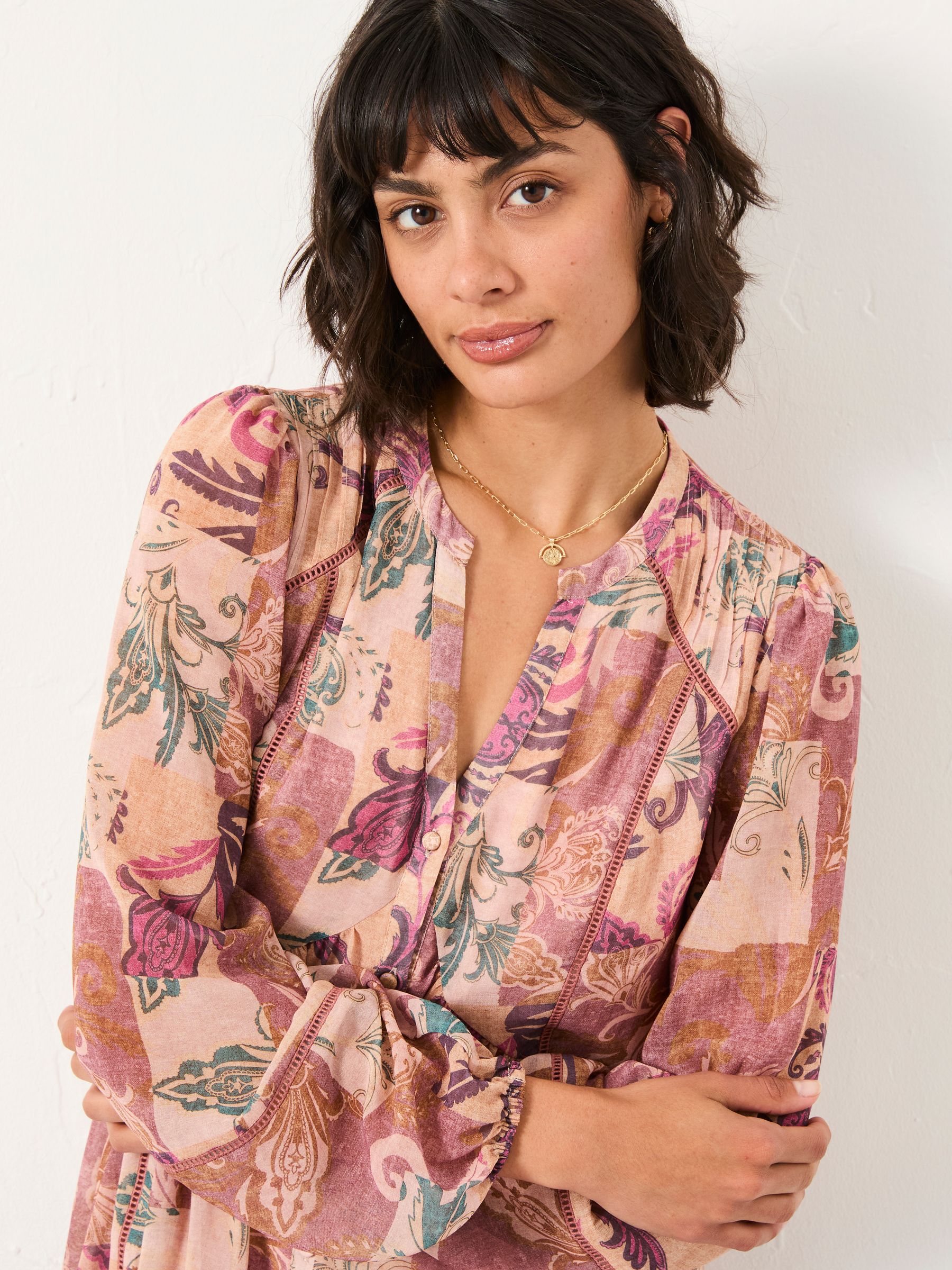 Steph Rose Pink Patched Chintz Regular Dress | FatFace