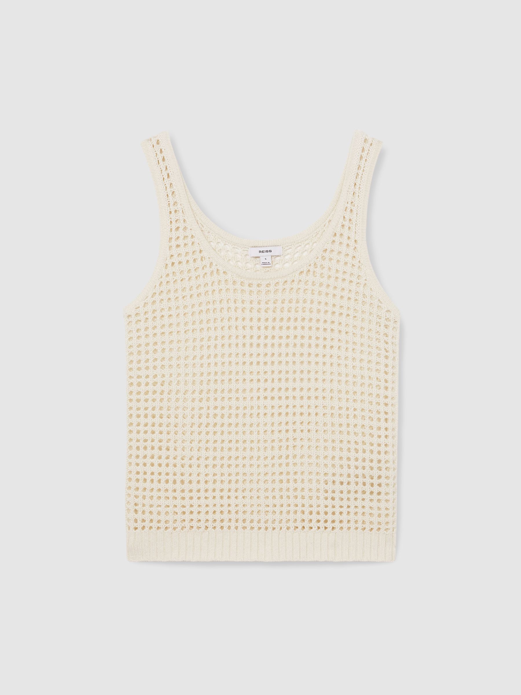 Reiss Linen Open-Knit Vest in Ivory | REISS