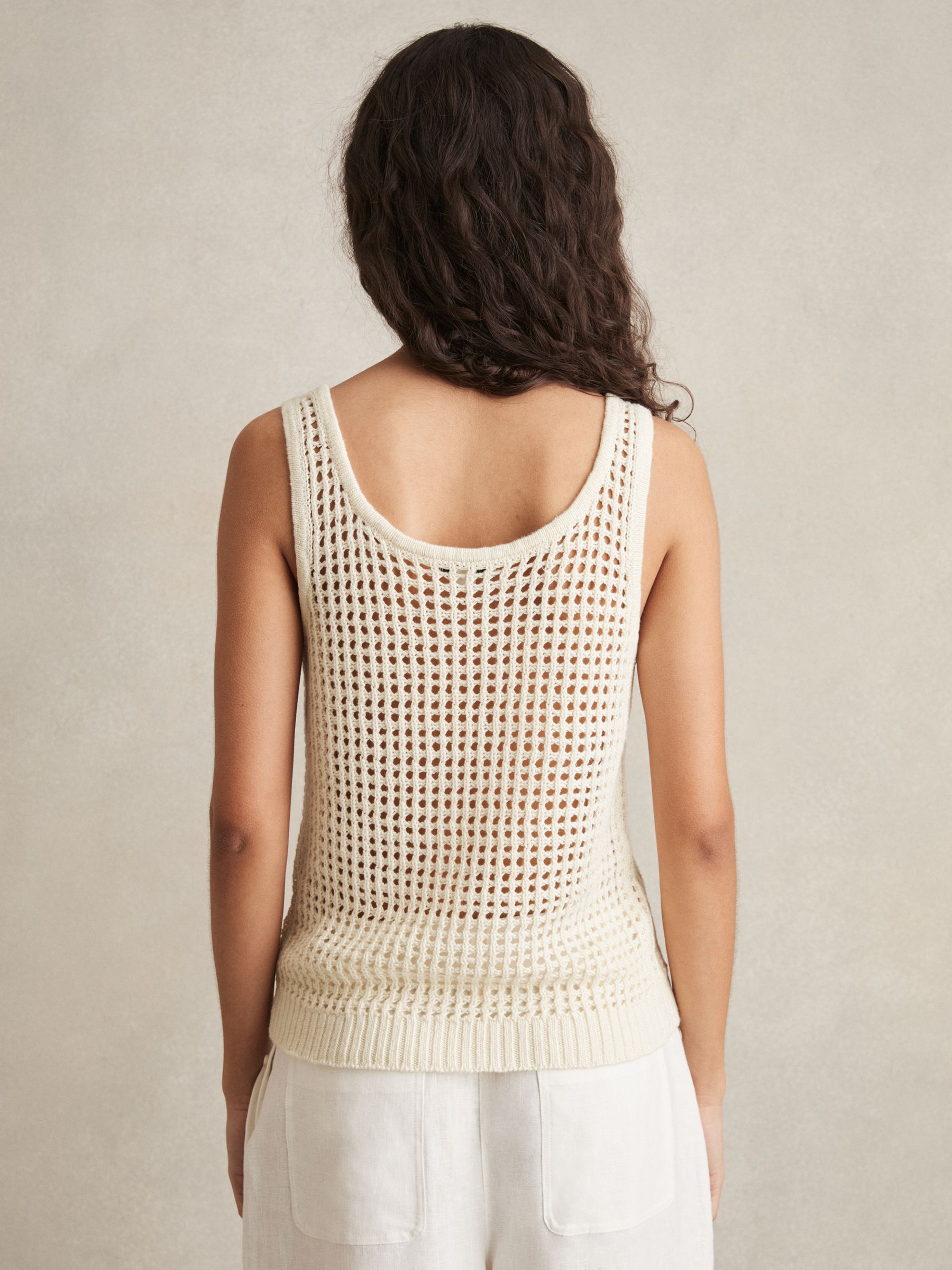 Reiss Linen Open-Knit Vest in Ivory - REISS