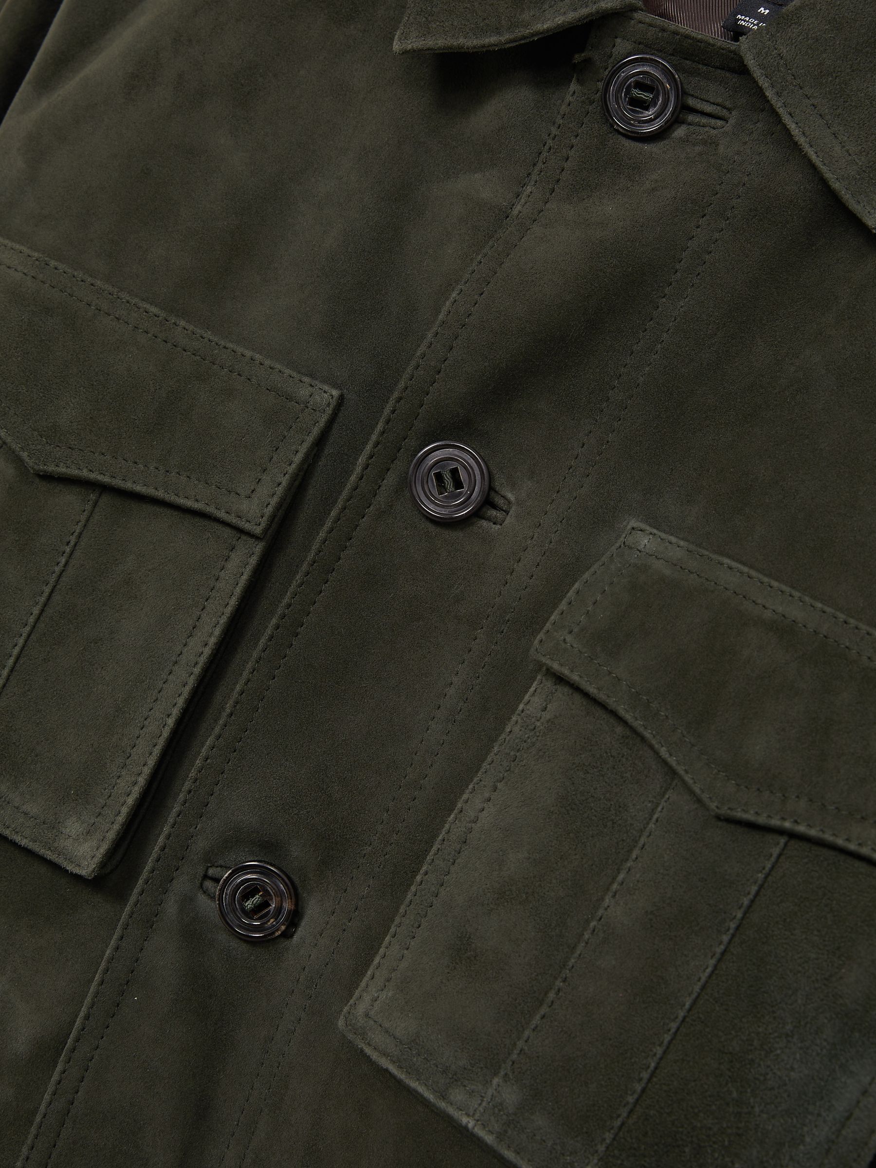 Reiss Suede Four Pocket Field Jacket in Dark Forest Green - REISS