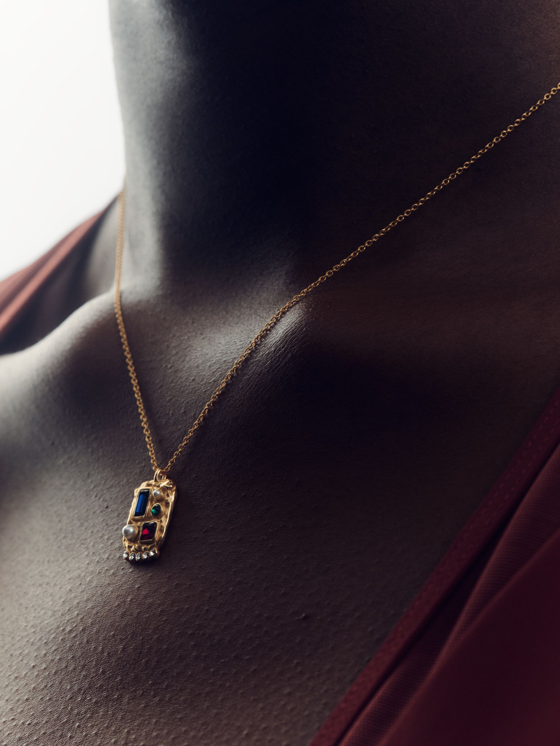 Reiss Crystal Rectangle Pendant Necklace in Gold Tone - REISS