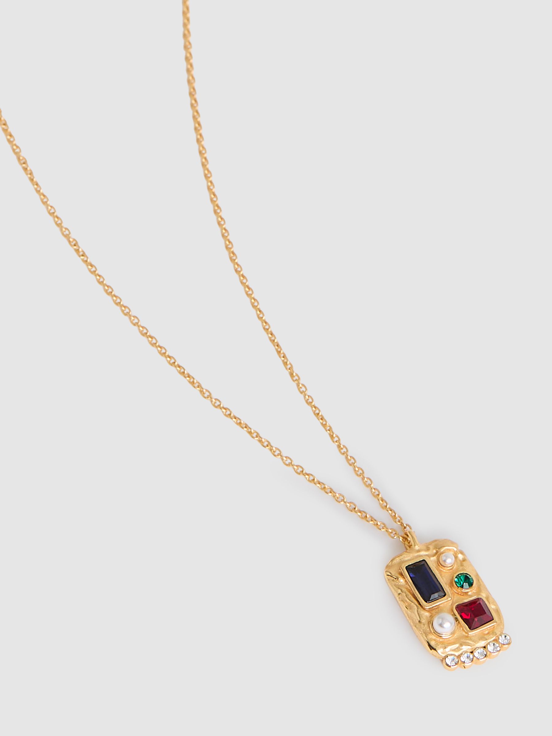 Reiss Crystal Rectangle Pendant Necklace in Gold Tone - REISS