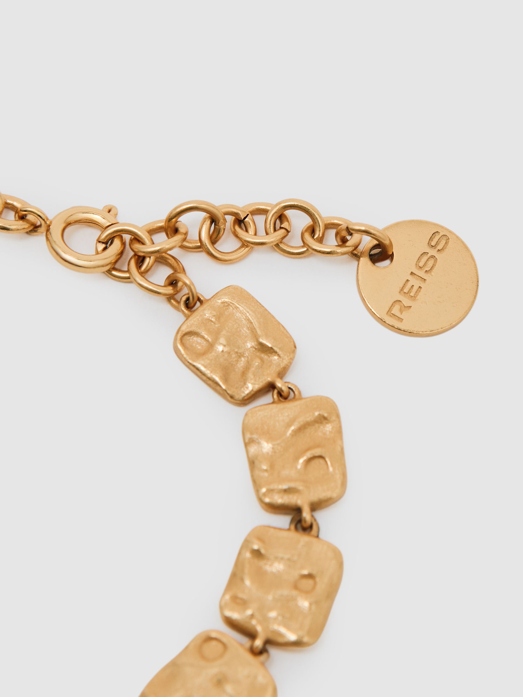 Reiss Molten Square Bracelet in Gold Tone | REISS