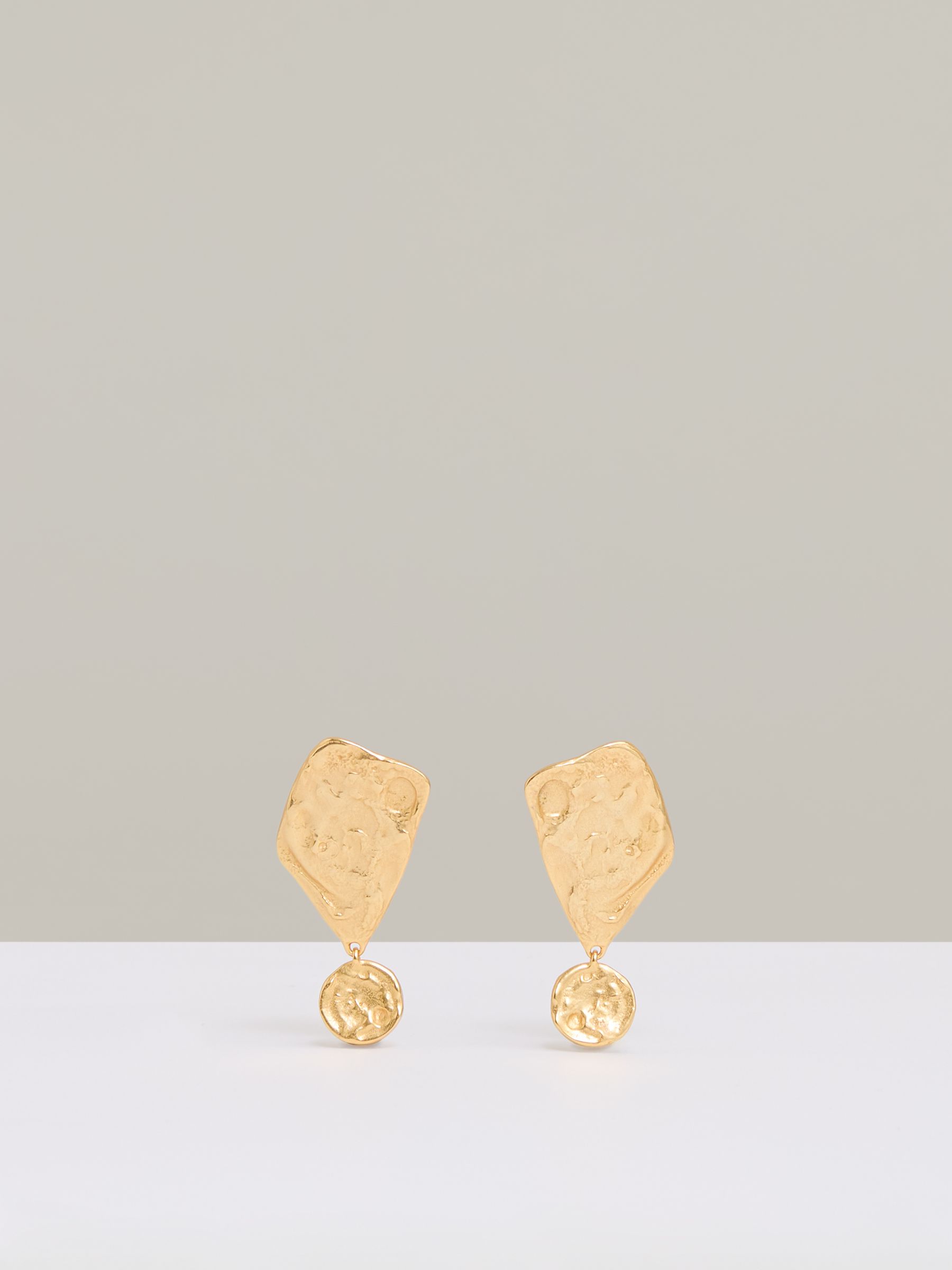 Reiss Molten Large Drop Earrings in Gold Tone - REISS