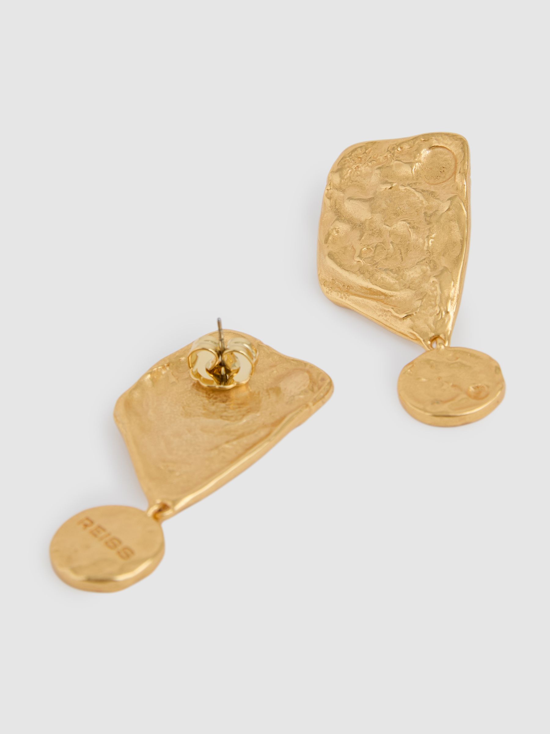 Reiss Molten Large Drop Earrings in Gold Tone - REISS