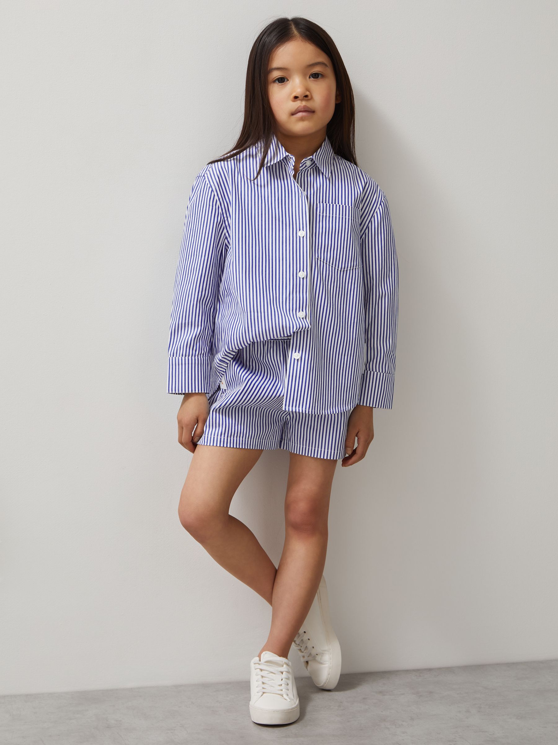 Reiss 3-9 yrs McLaren F1 Team Cotton Stripe Shirt in Blue/White - REISS