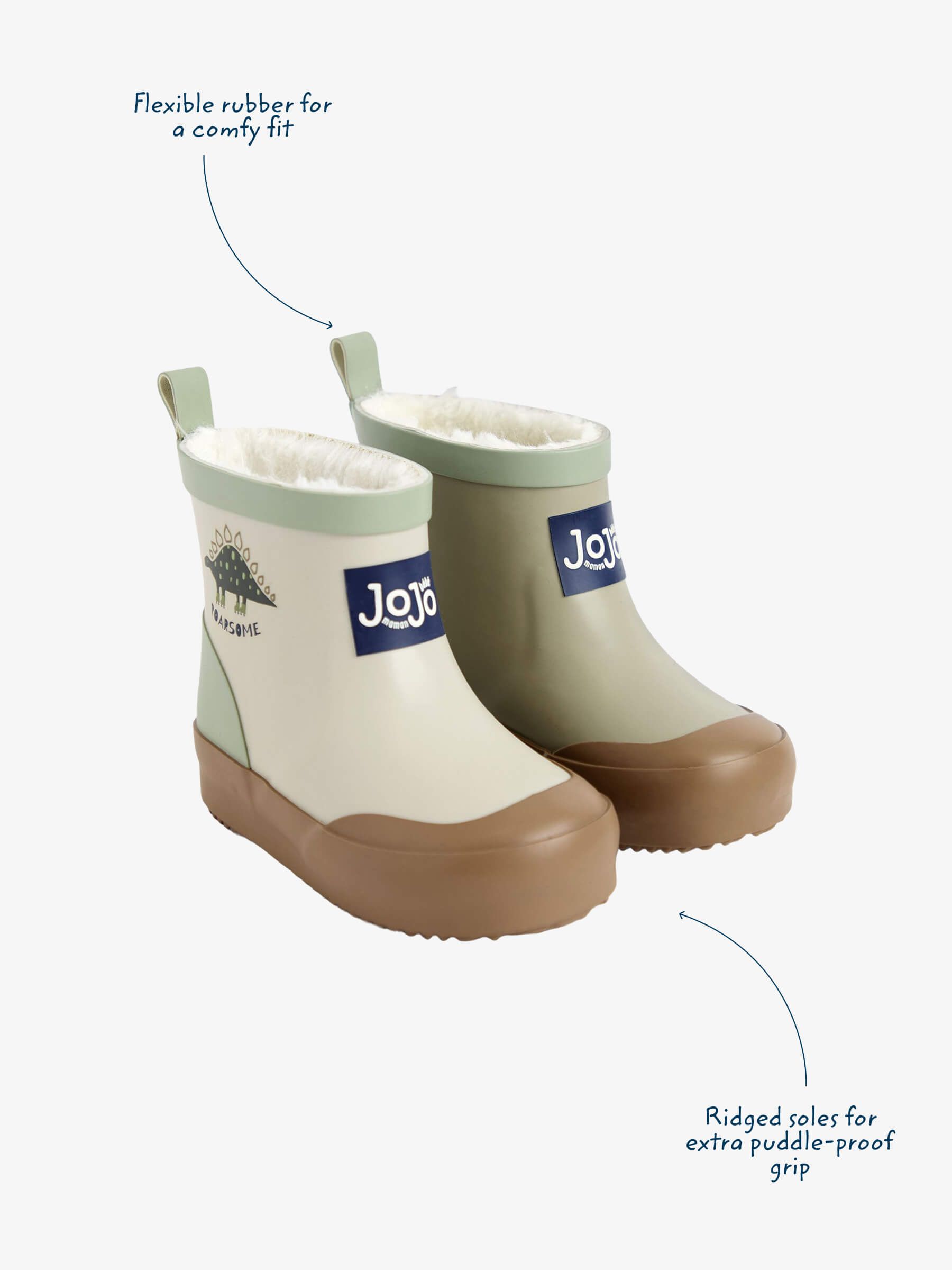 Stone Dino Short Plain Wellie Boot | JoJo Maman Bébé