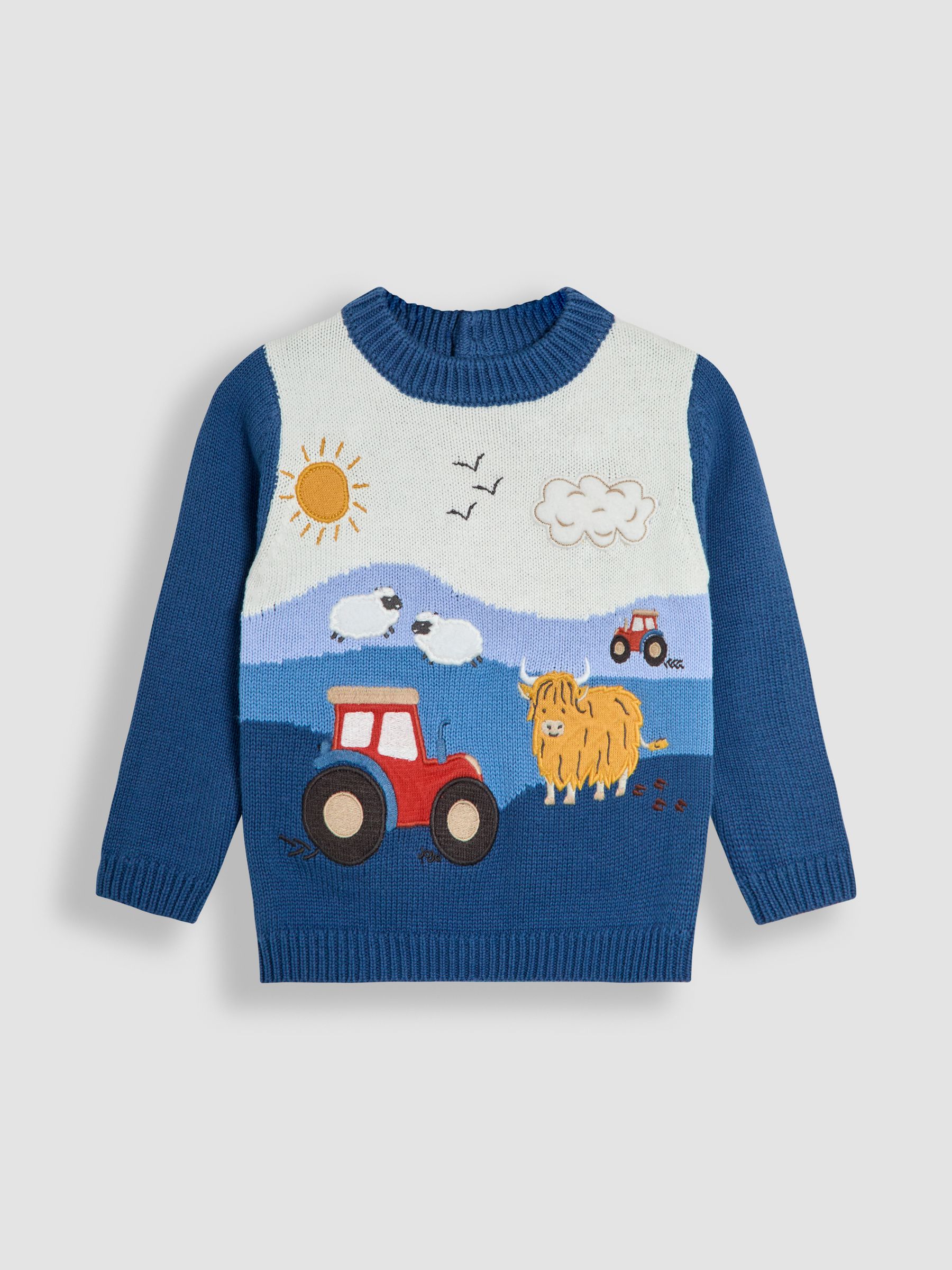 Indigo Blue Tractor Scene Jumper | JoJo Maman Bébé