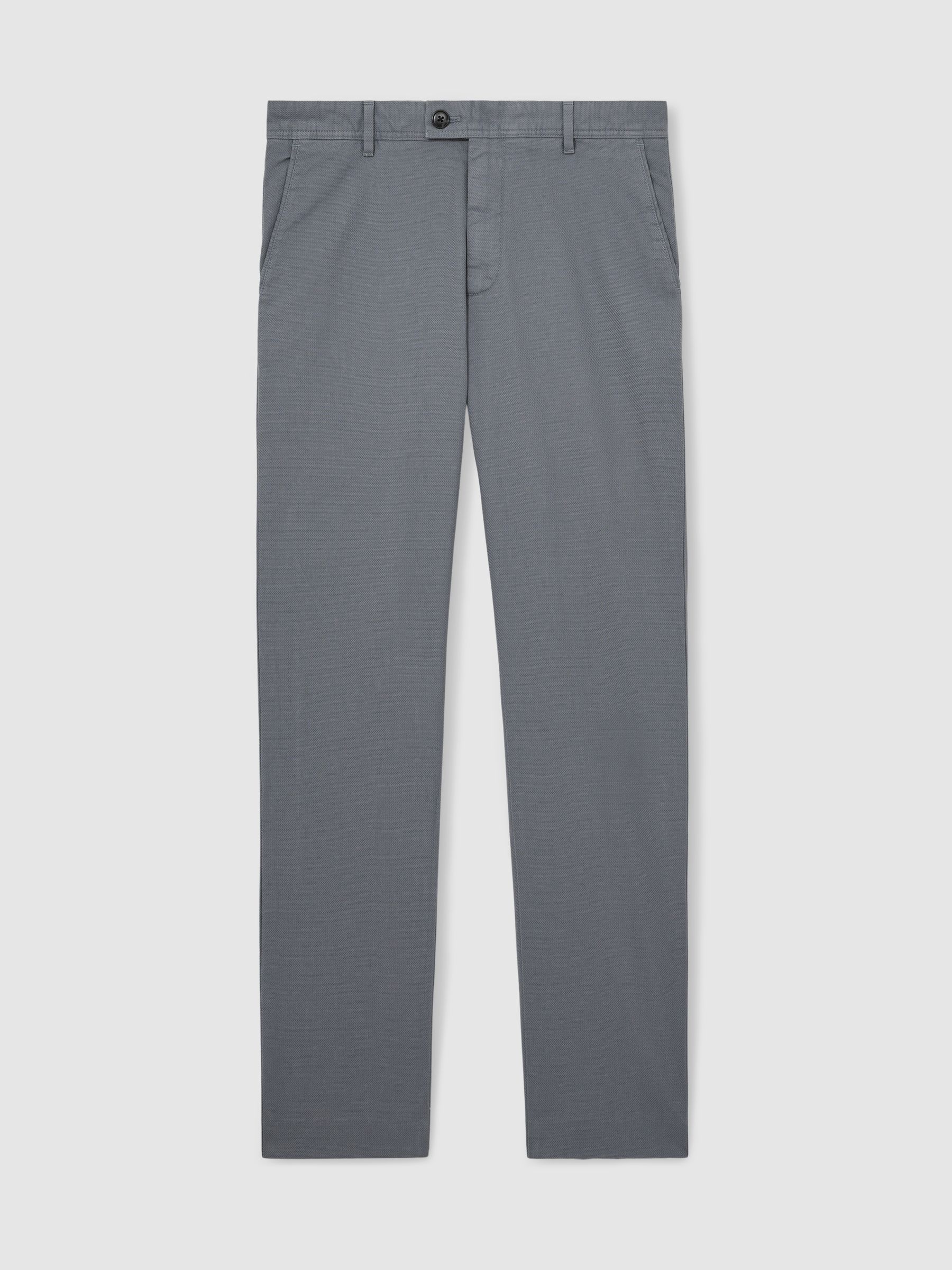 Reiss Cotton-Piqué Slim-Fit Chinos in Airforce Blue - REISS