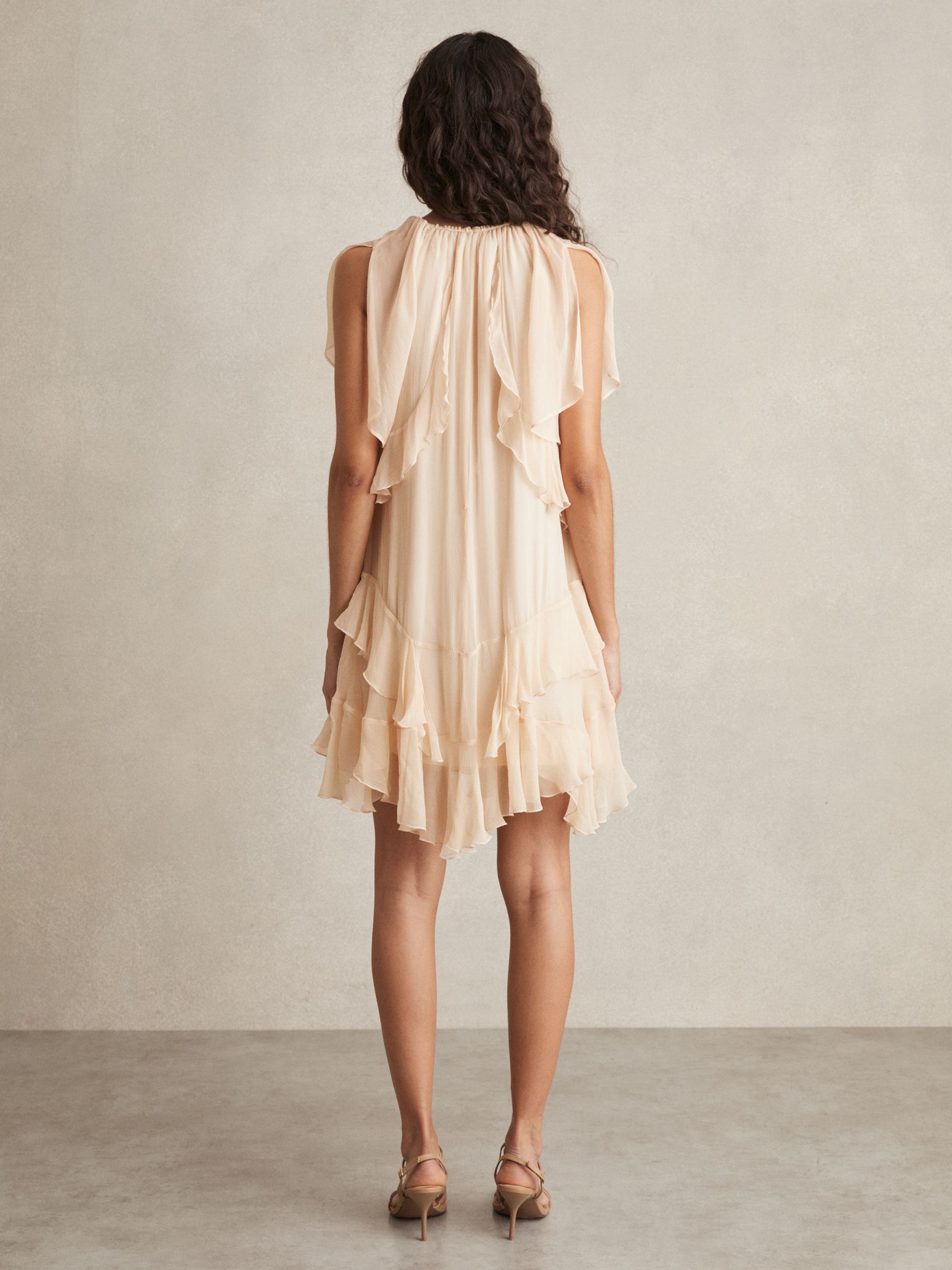 Reiss Ruffle Mini Dress in Pink - REISS