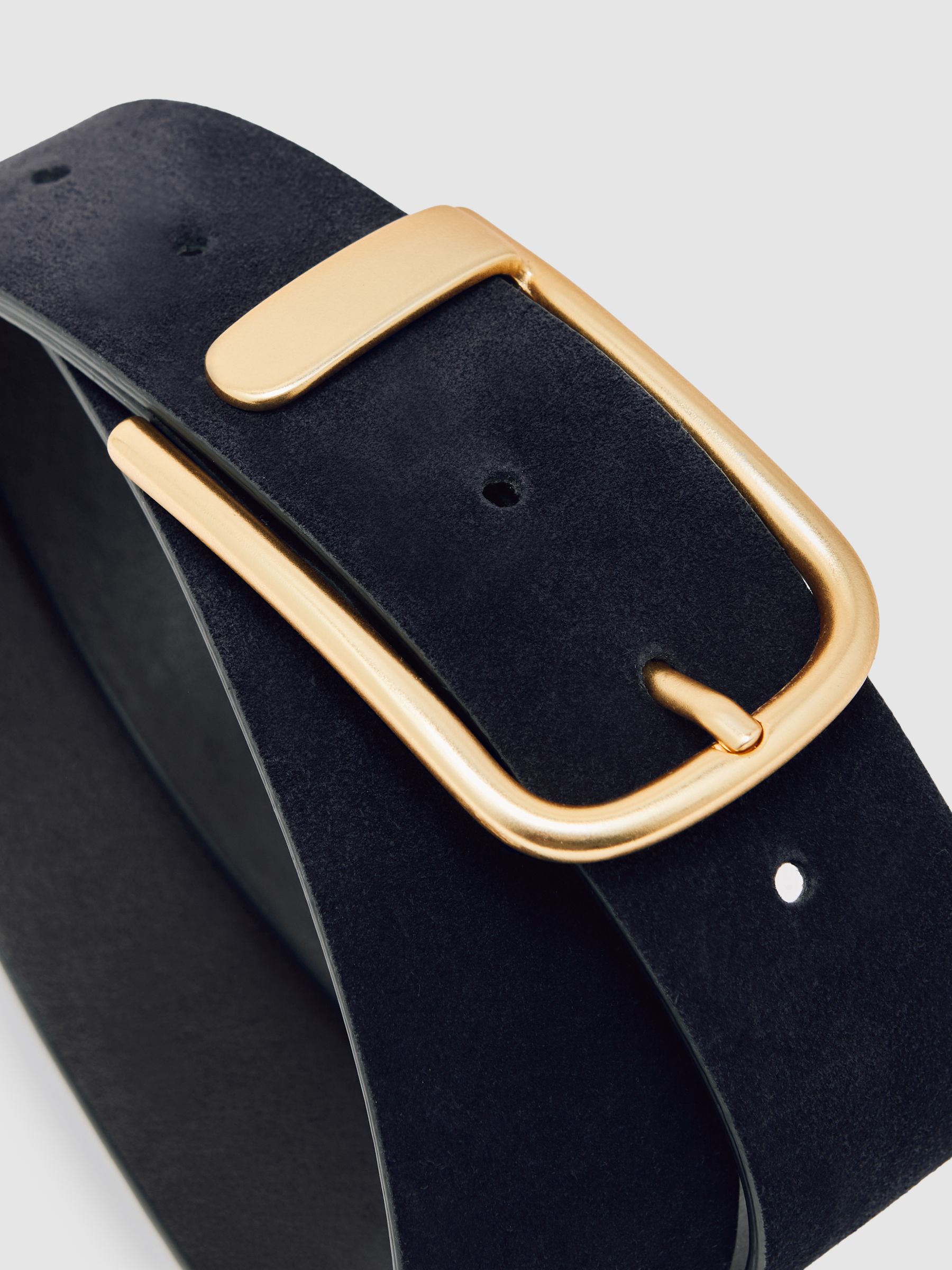 Reiss Suede Half Keeper Belt in Navy - REISS