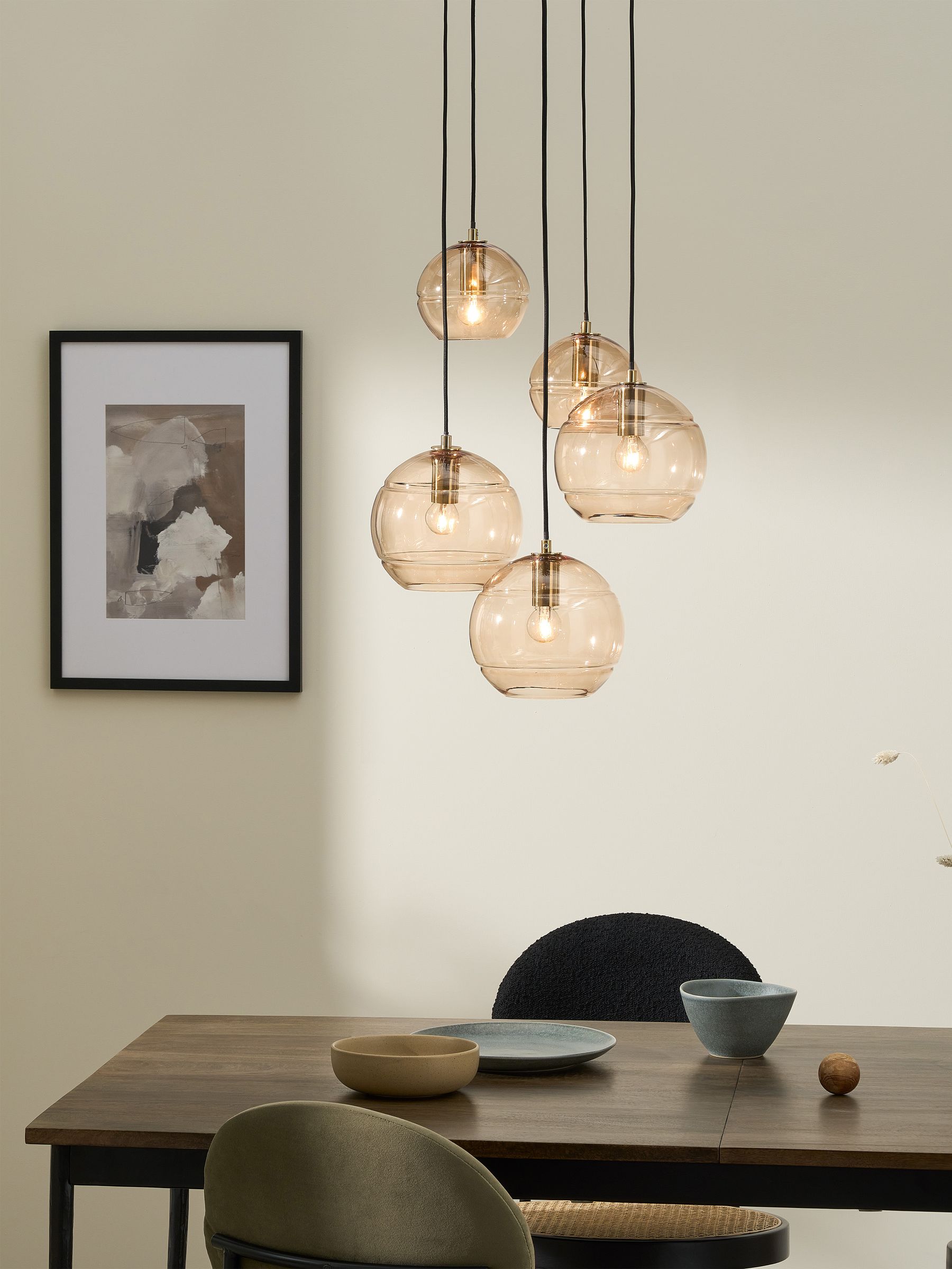 Mika 5 Cluster Light in Black/Champagne | Made