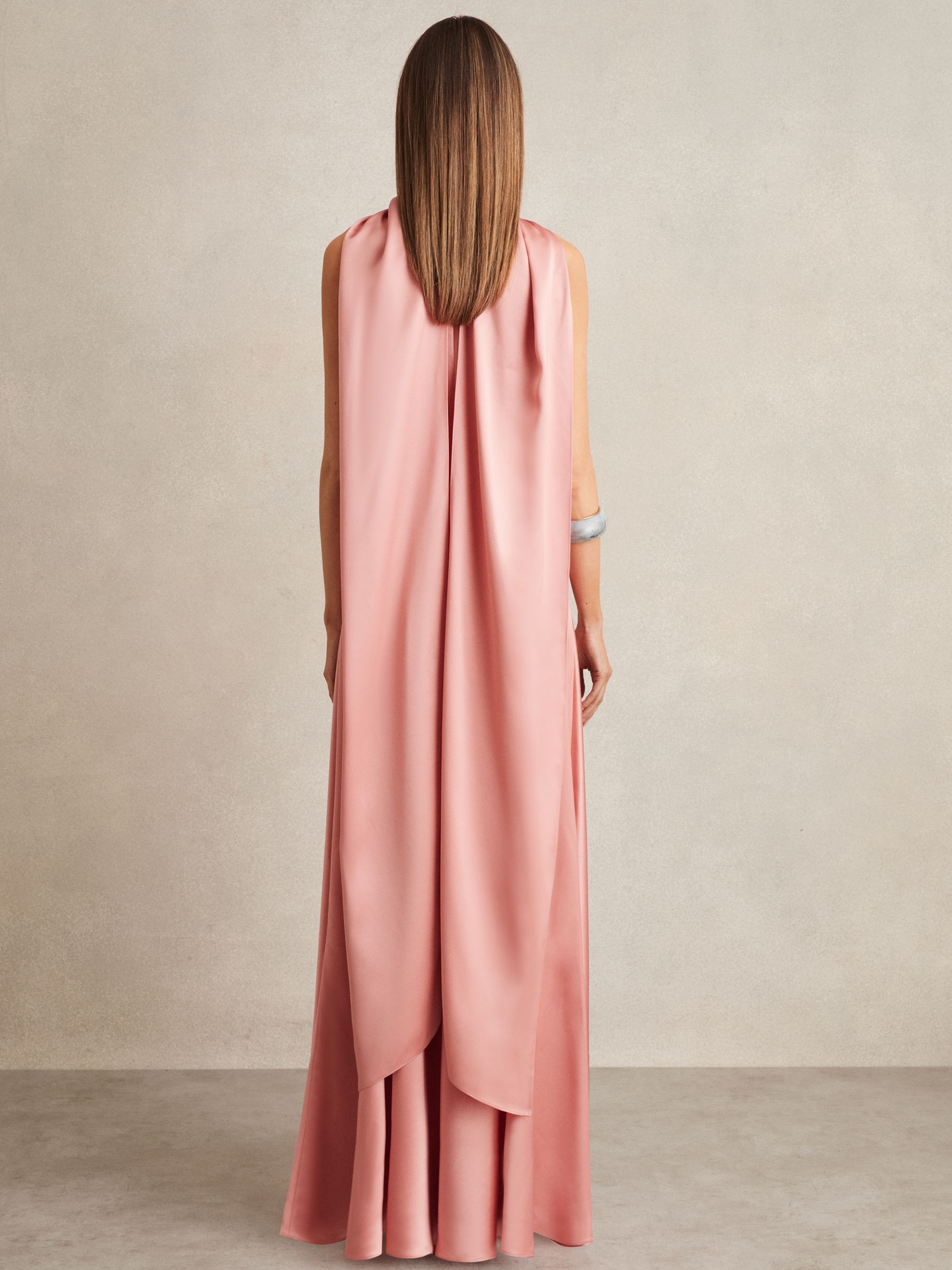 Reiss Satin Cape Maxi Dress in Pink - REISS