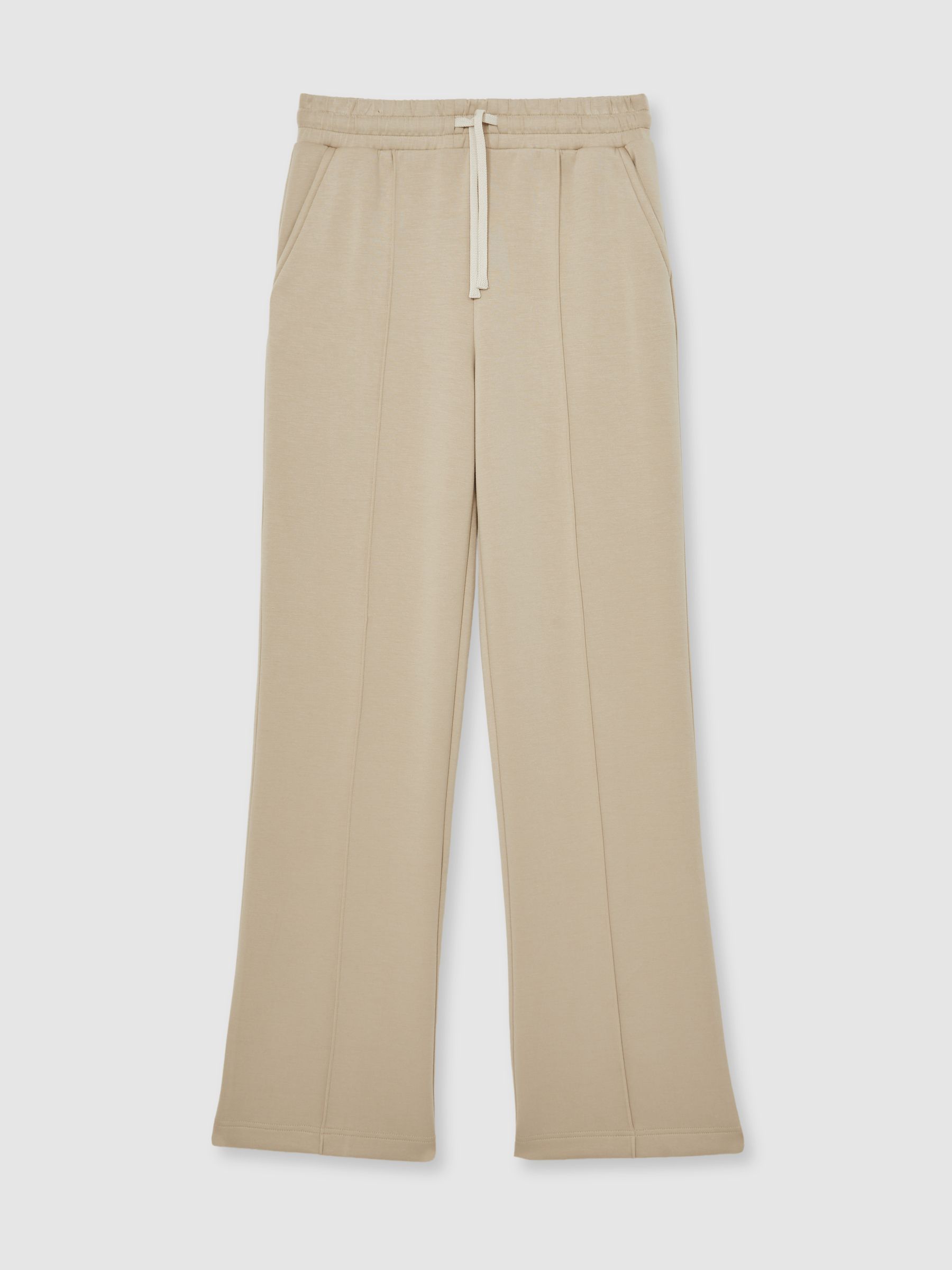 Reiss Interlock Pintuck Drawstring Joggers in Beige - REISS