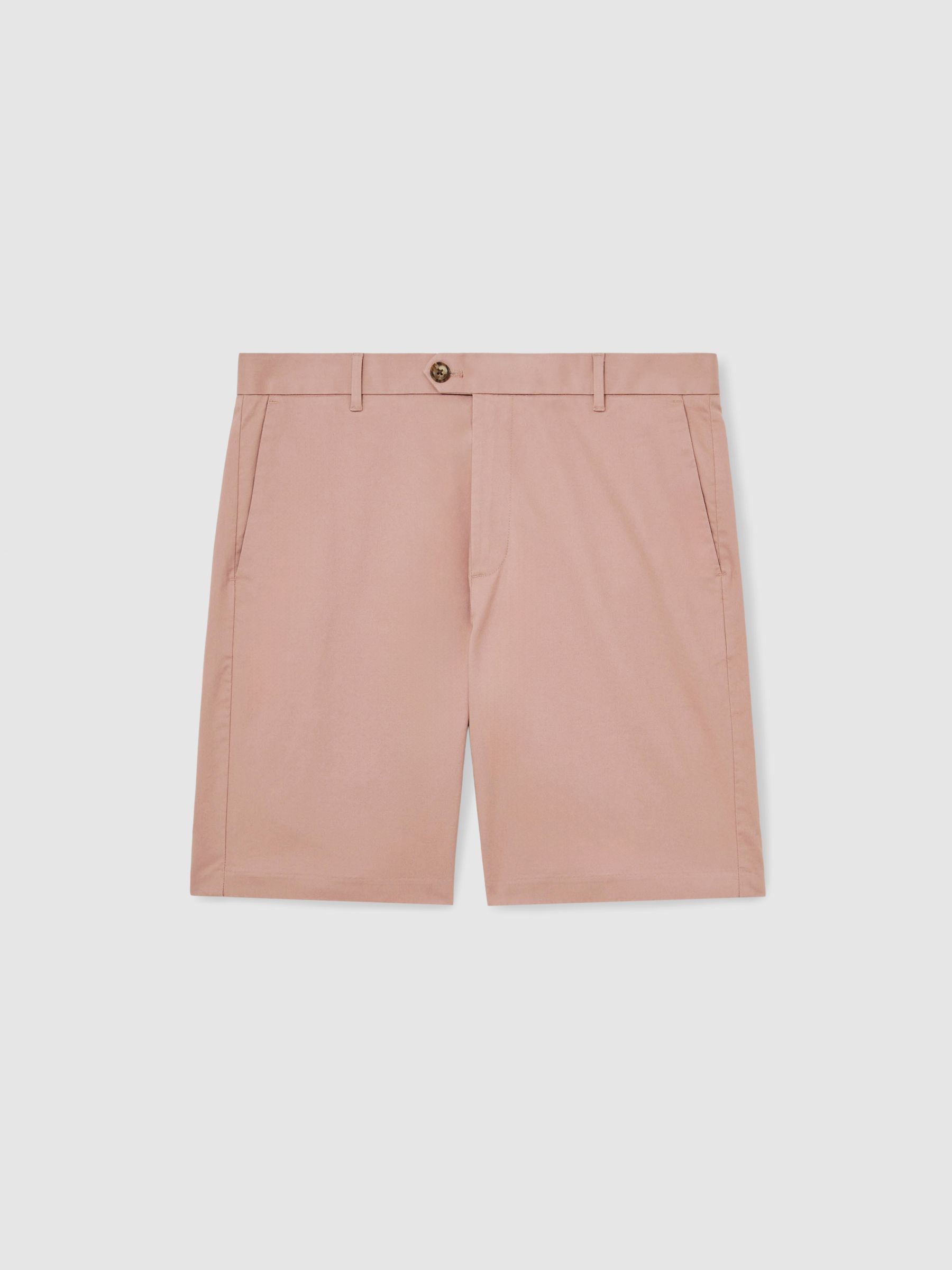 Reiss Cotton Chino Shorts with Stretch in Rose Pink - REISS