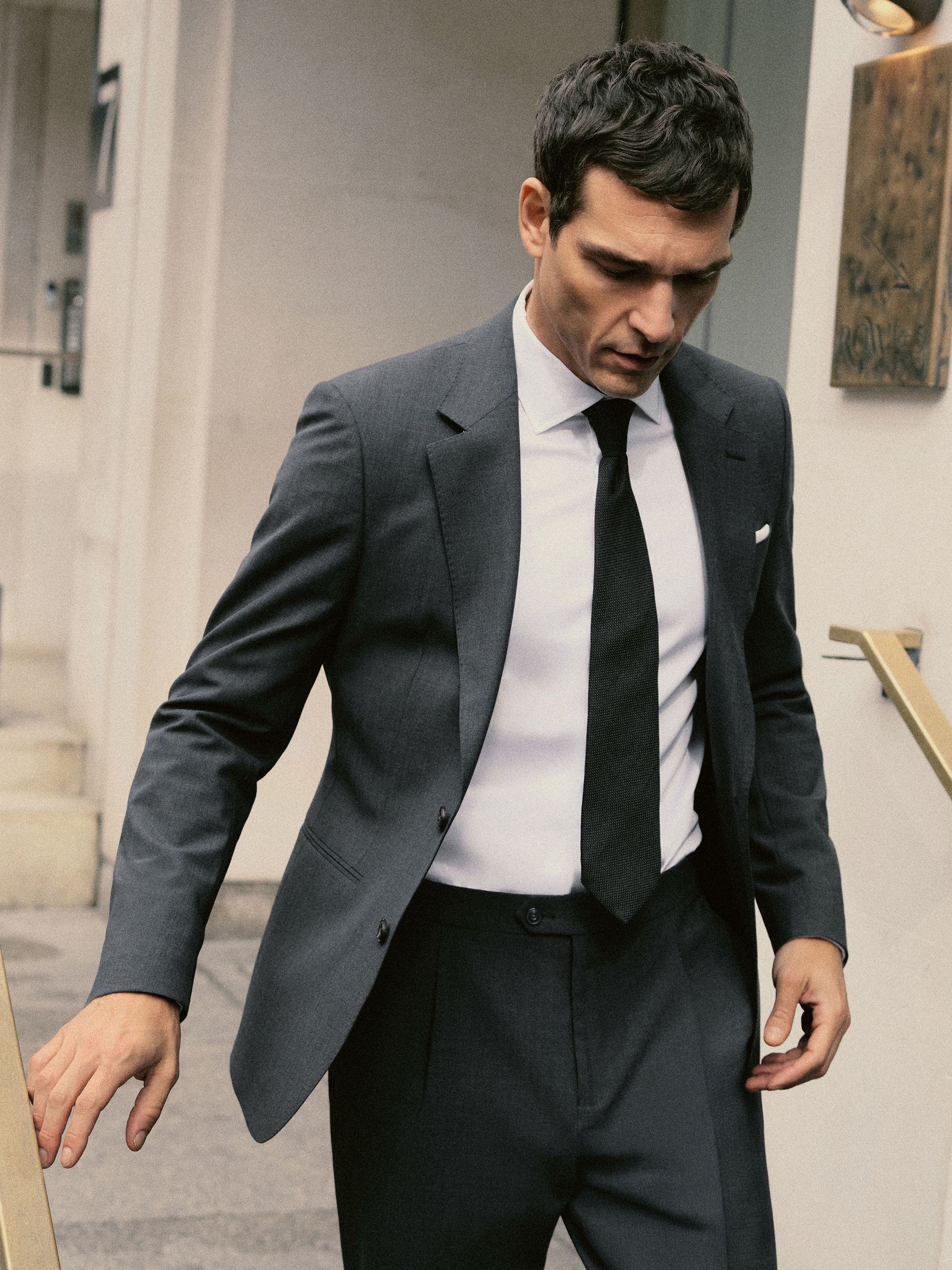 Reiss Tailored Fit Wool-Blend Single-Breasted Suit Blazer in Grey - REISS