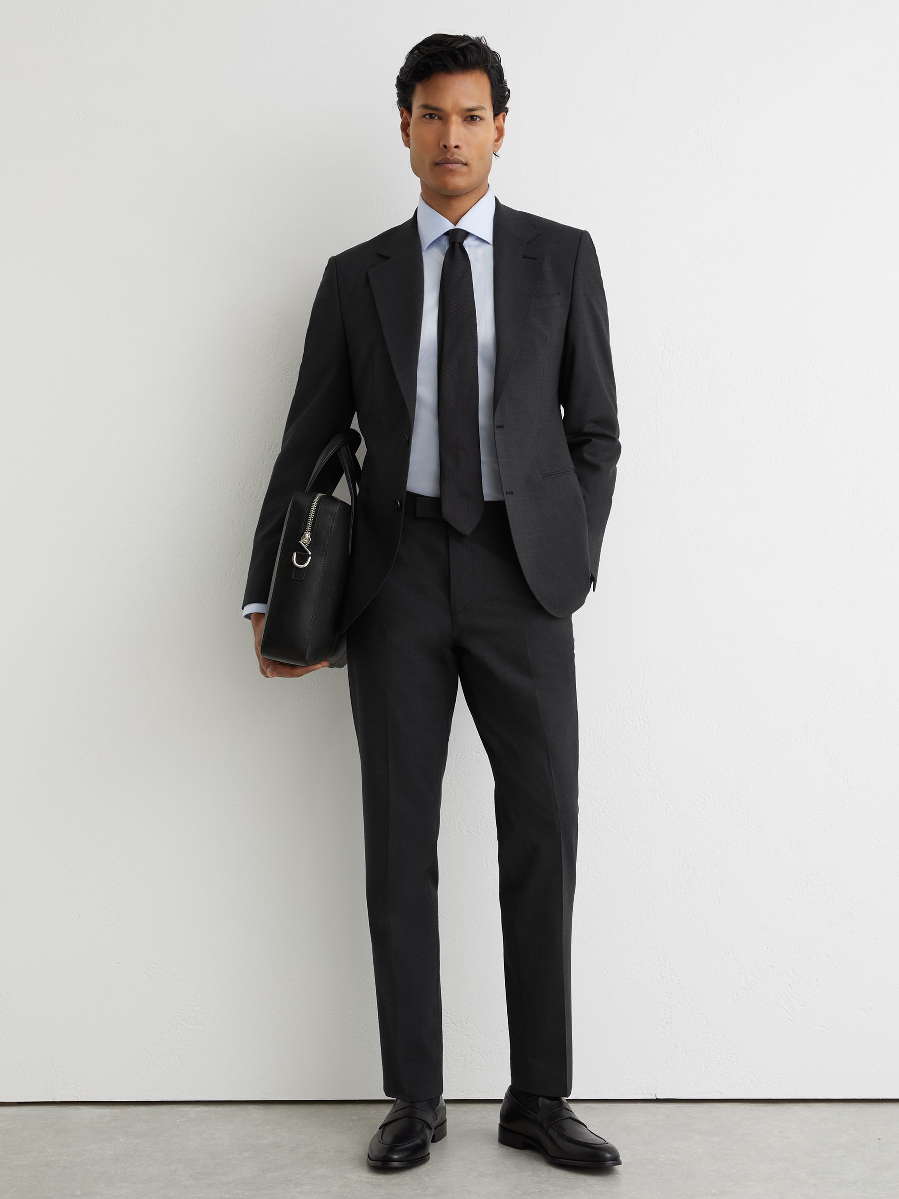 Reiss Tailored Fit Wool-Blend Single-Breasted Suit Blazer in Grey - REISS