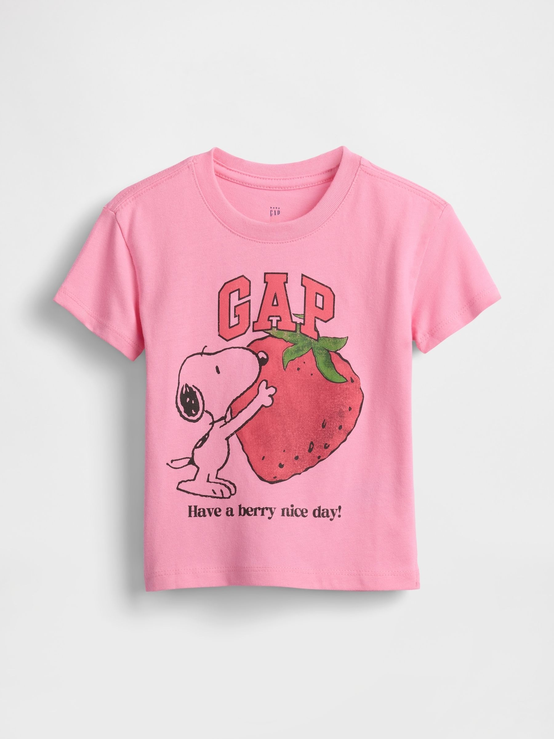 Pink Strawberry Snoopy Short Sleeve T-Shirt (6mths-5yrs) | Gap
