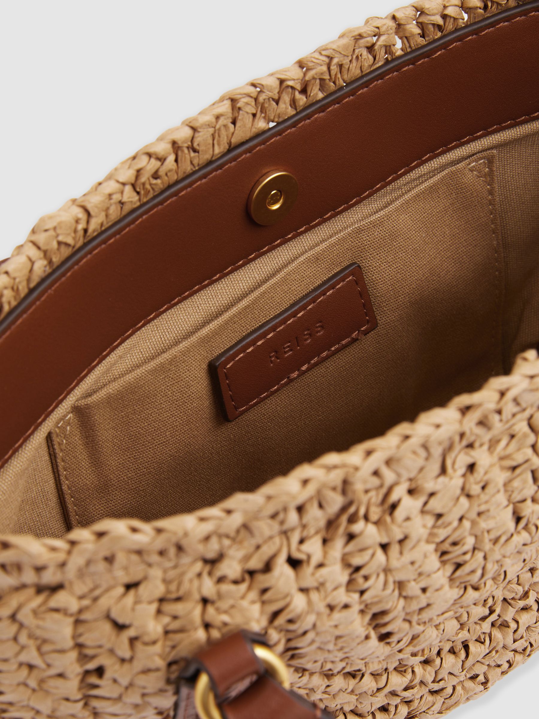 Reiss Raffia Woven Cross-body Bag in Natural | REISS