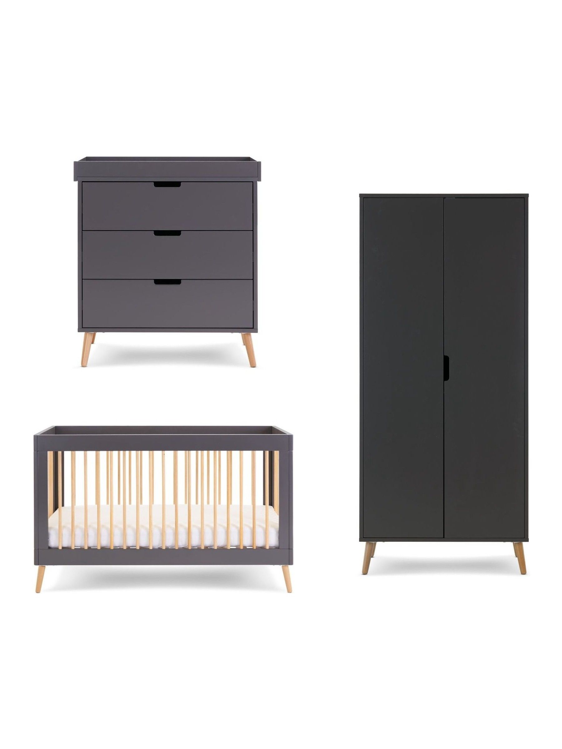 Obaby Slate with Natural Maya 3 Piece Nursery Furniture Set | JoJo ...