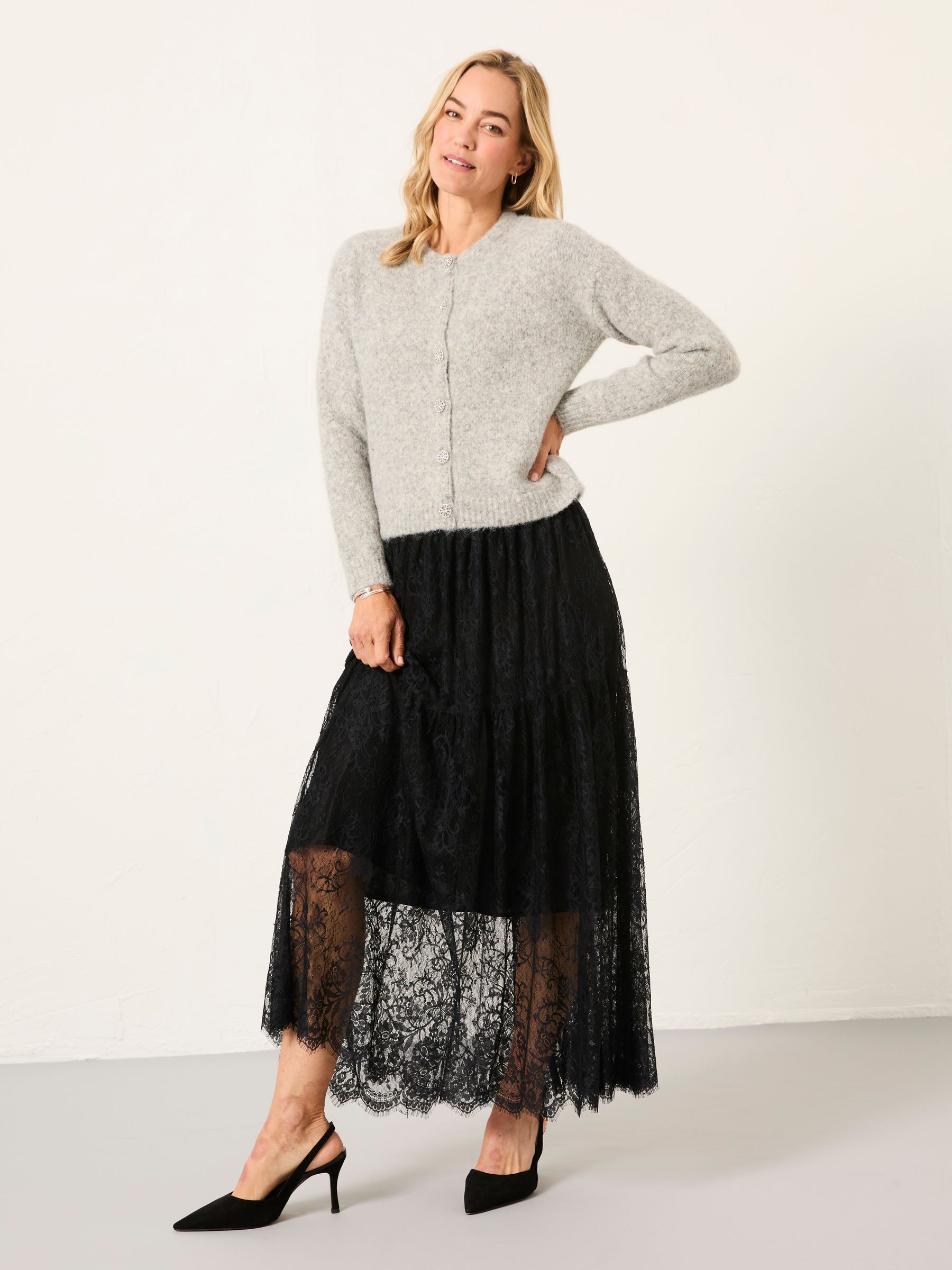 Bodhi Grey Fluffy Knitted Cardigan | FatFace USA