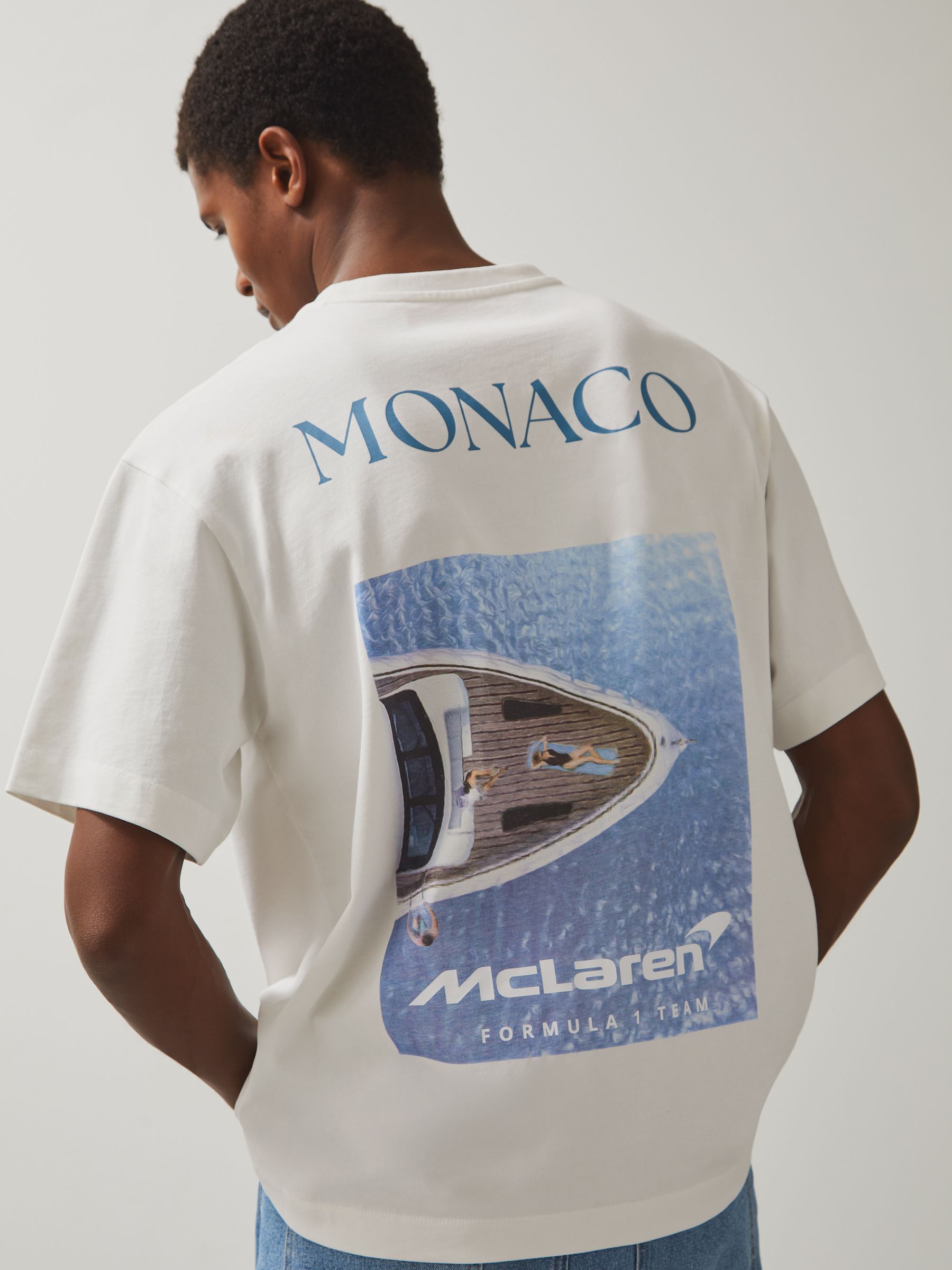 Reiss McLaren F1 Team Monaco GP T-Shirt Unisex Fit in White - REISS
