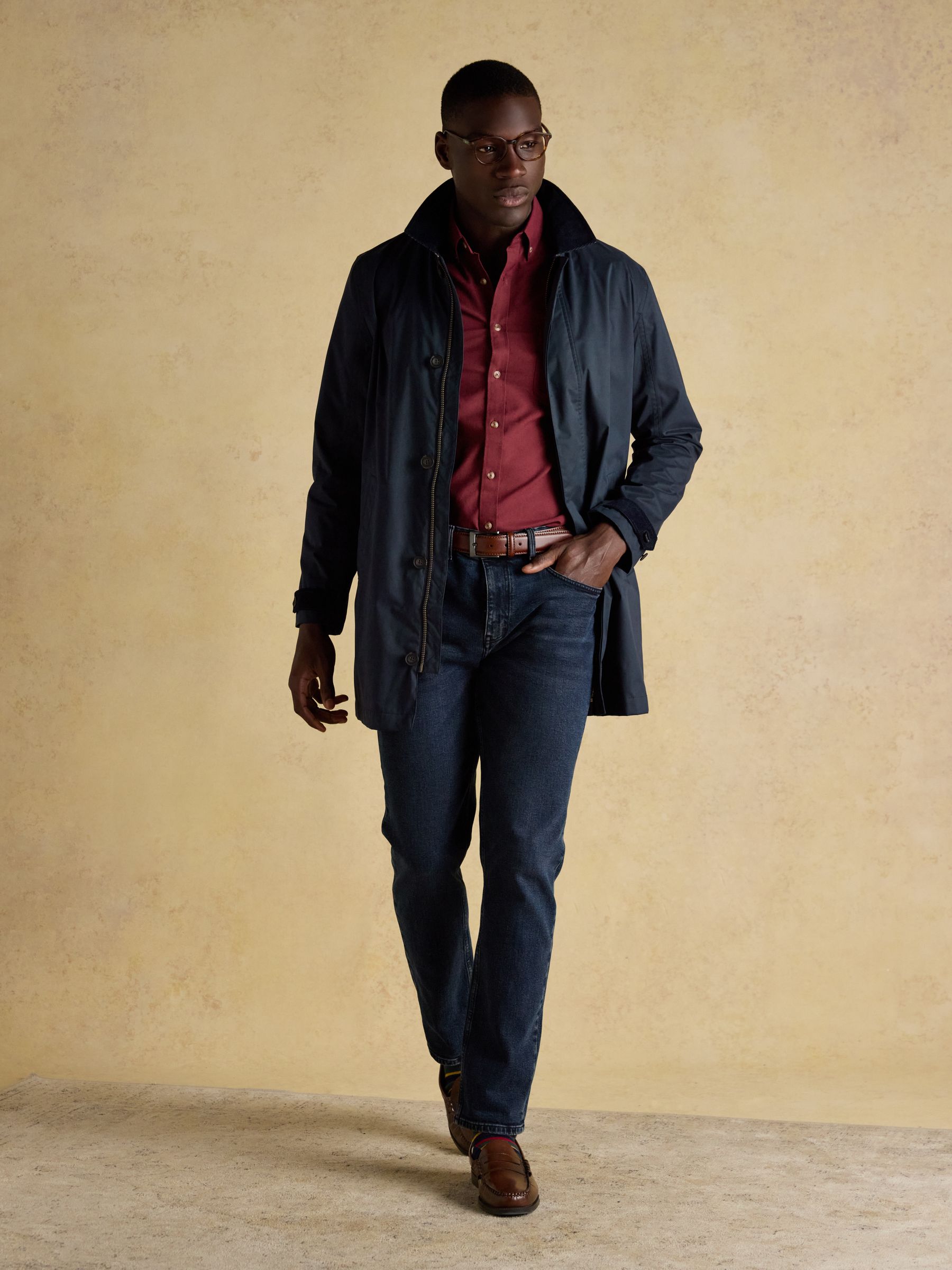 Oxford Classic Fit Burgundy Red Long Sleeve Cotton Shirt | Joules