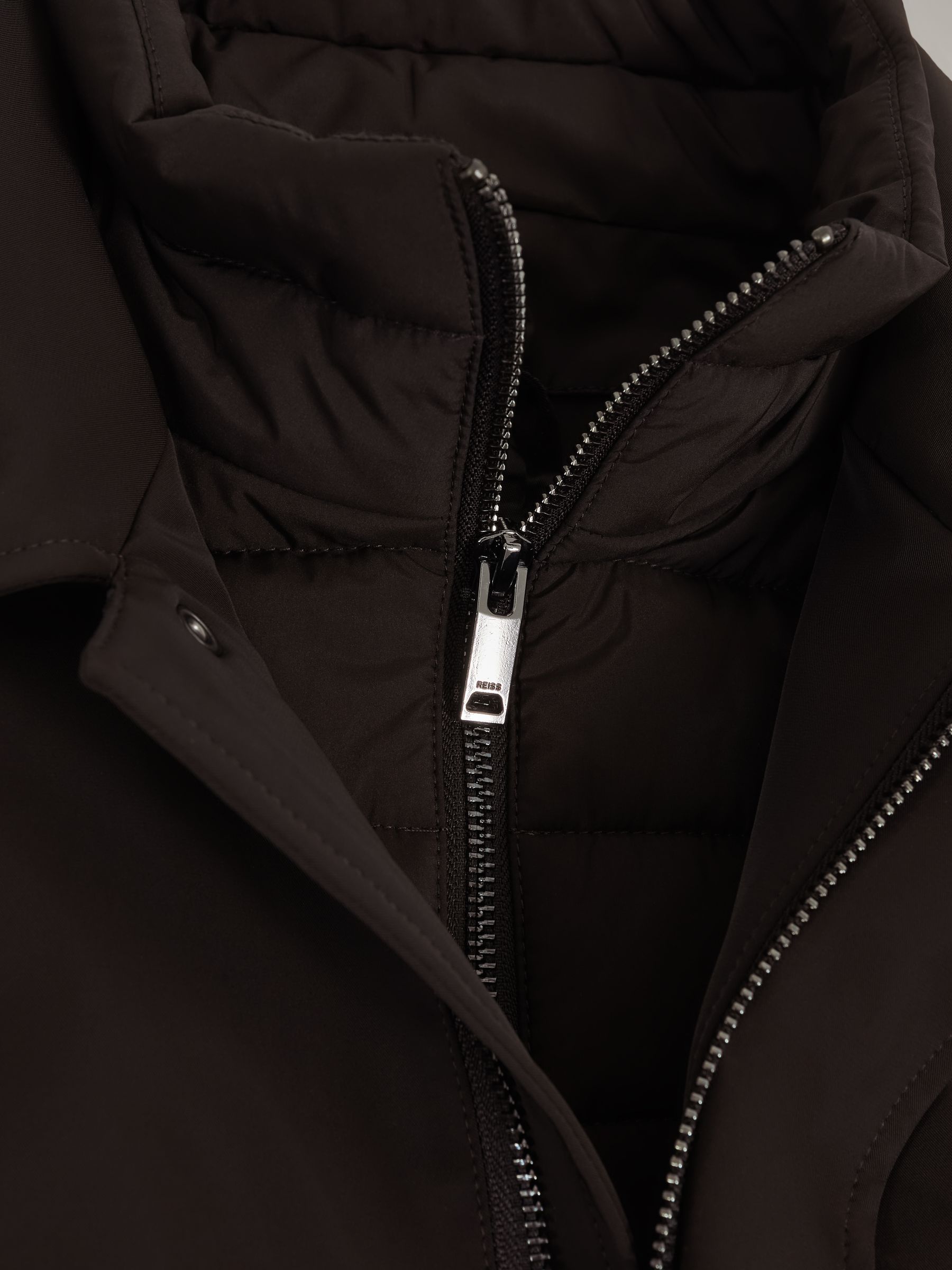 Reiss Hybrid Removable Funnel Neck Overcoat in Brown - REISS