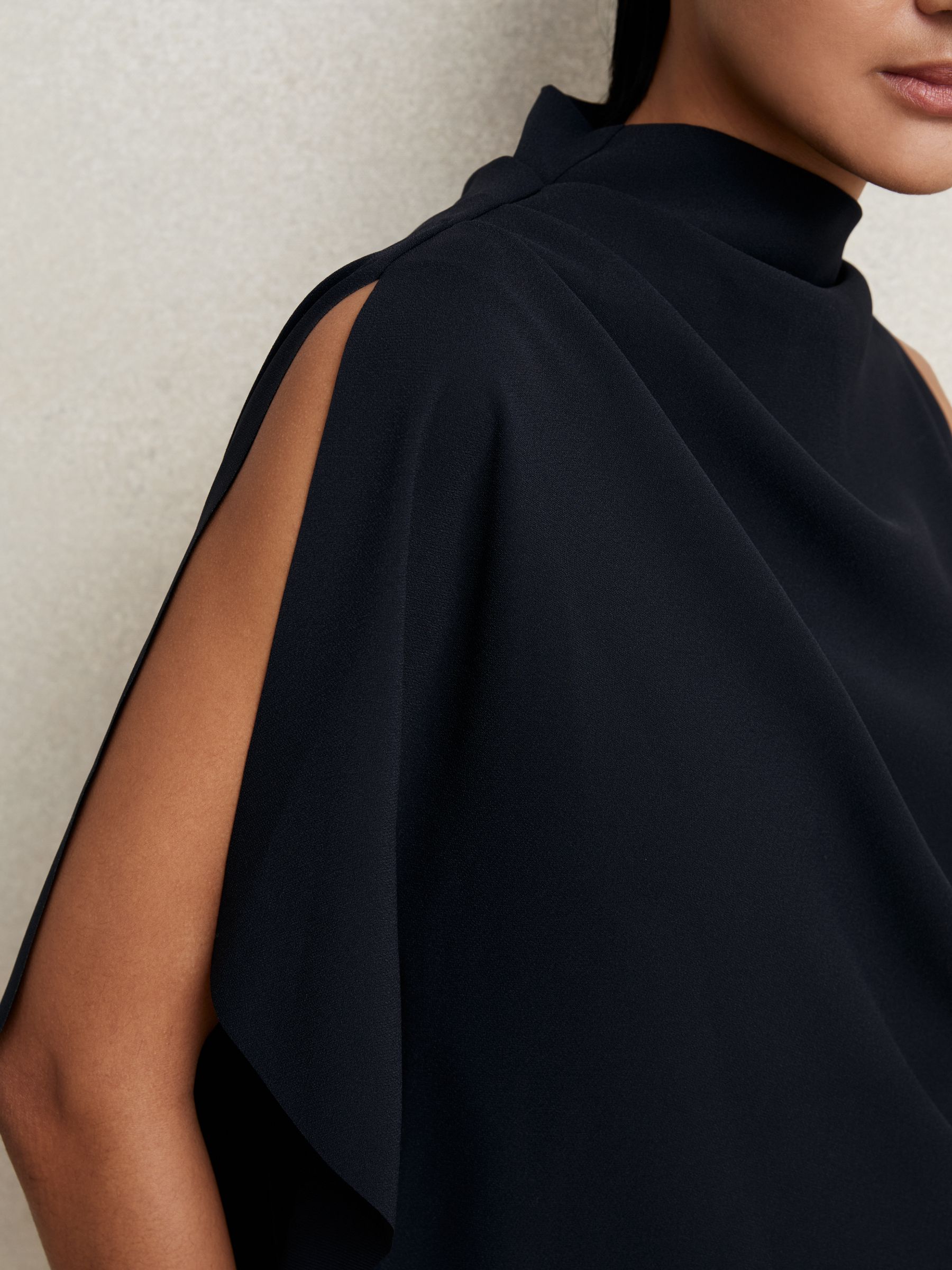 Reiss One-Shoulder Draped Top in Navy - REISS