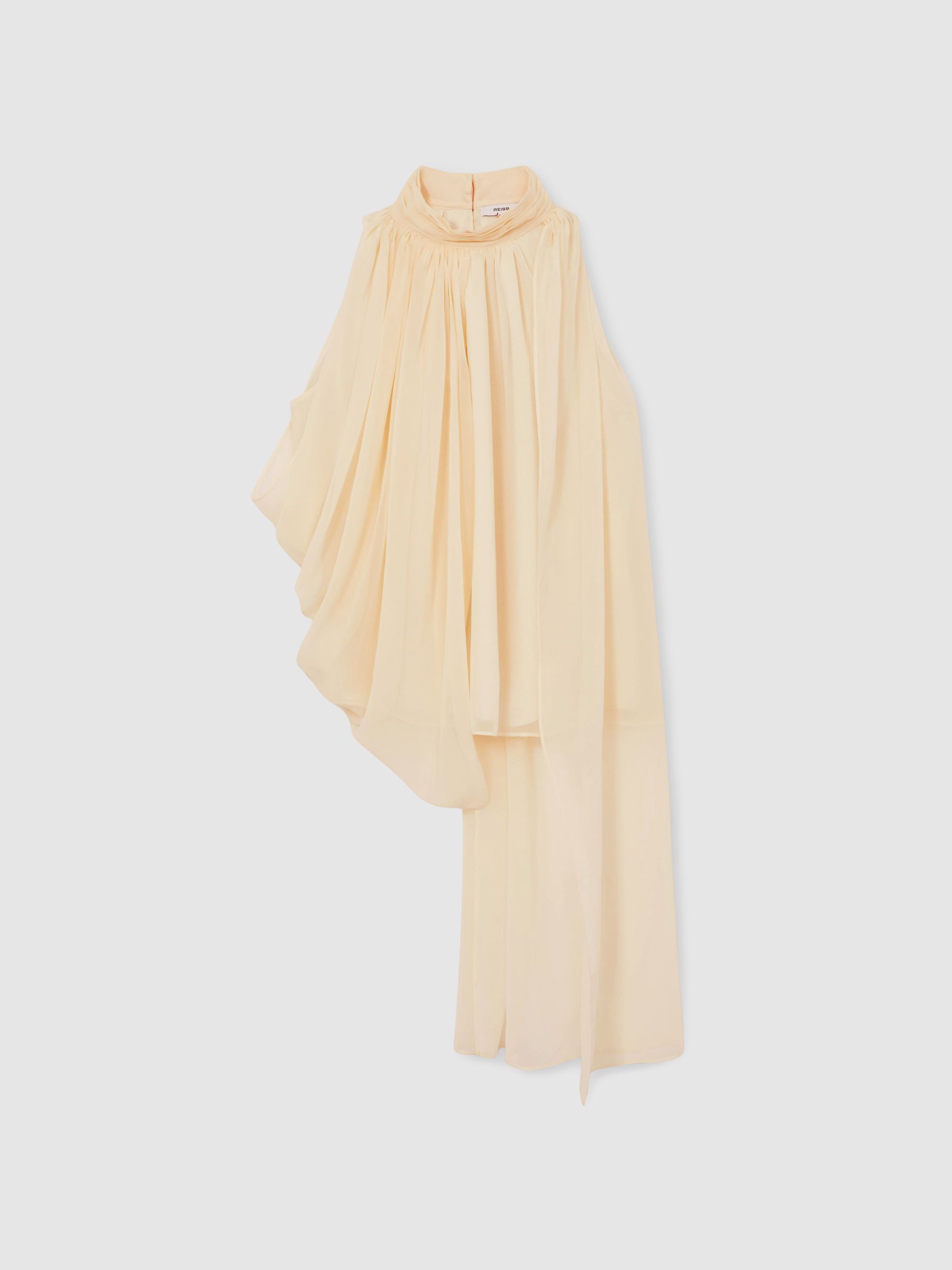 Reiss Draped Chiffon Sleeveless Top in Ivory - REISS