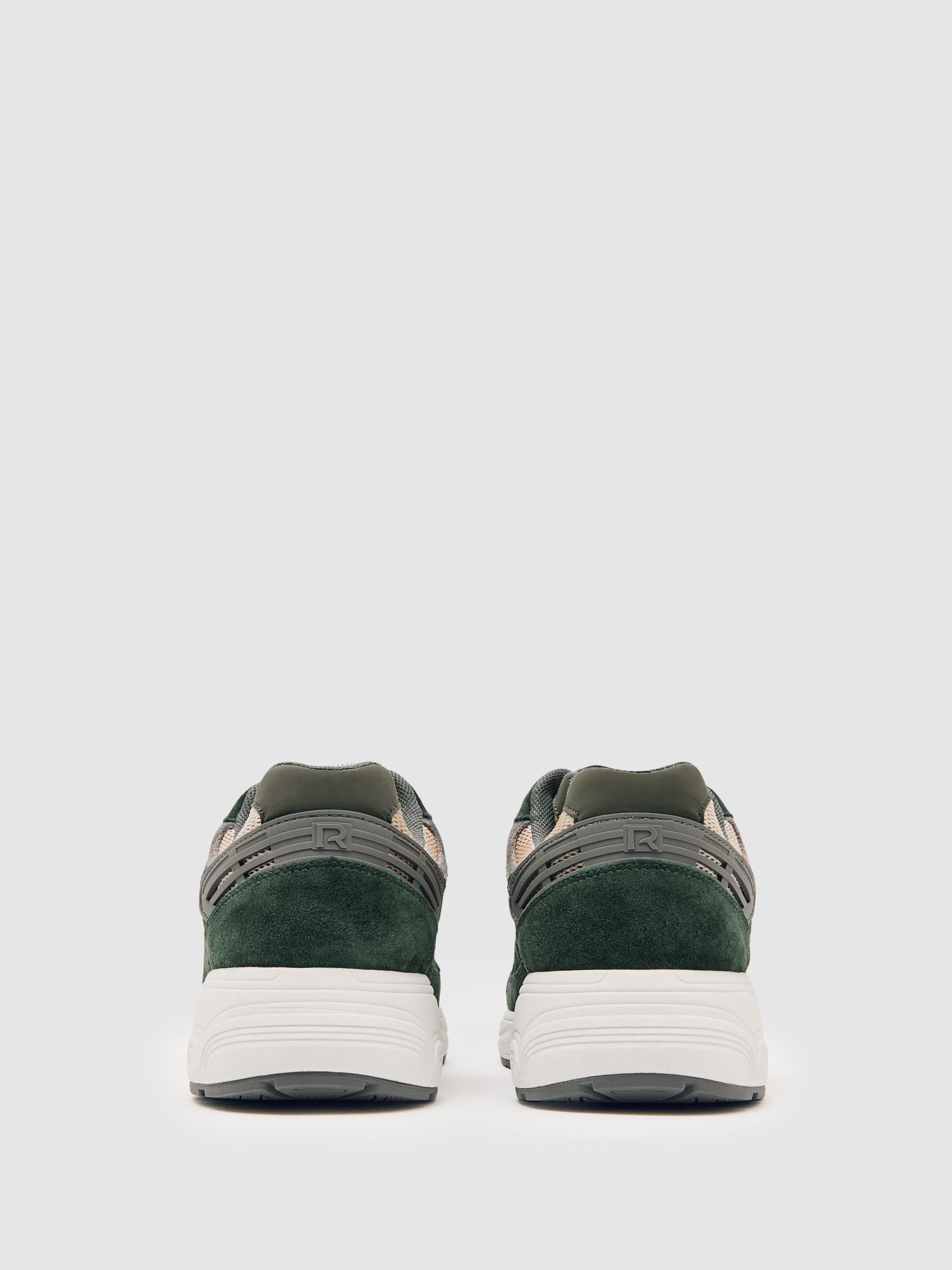 Reiss Panelled Running Trainers in Forest Green/Stone - REISS
