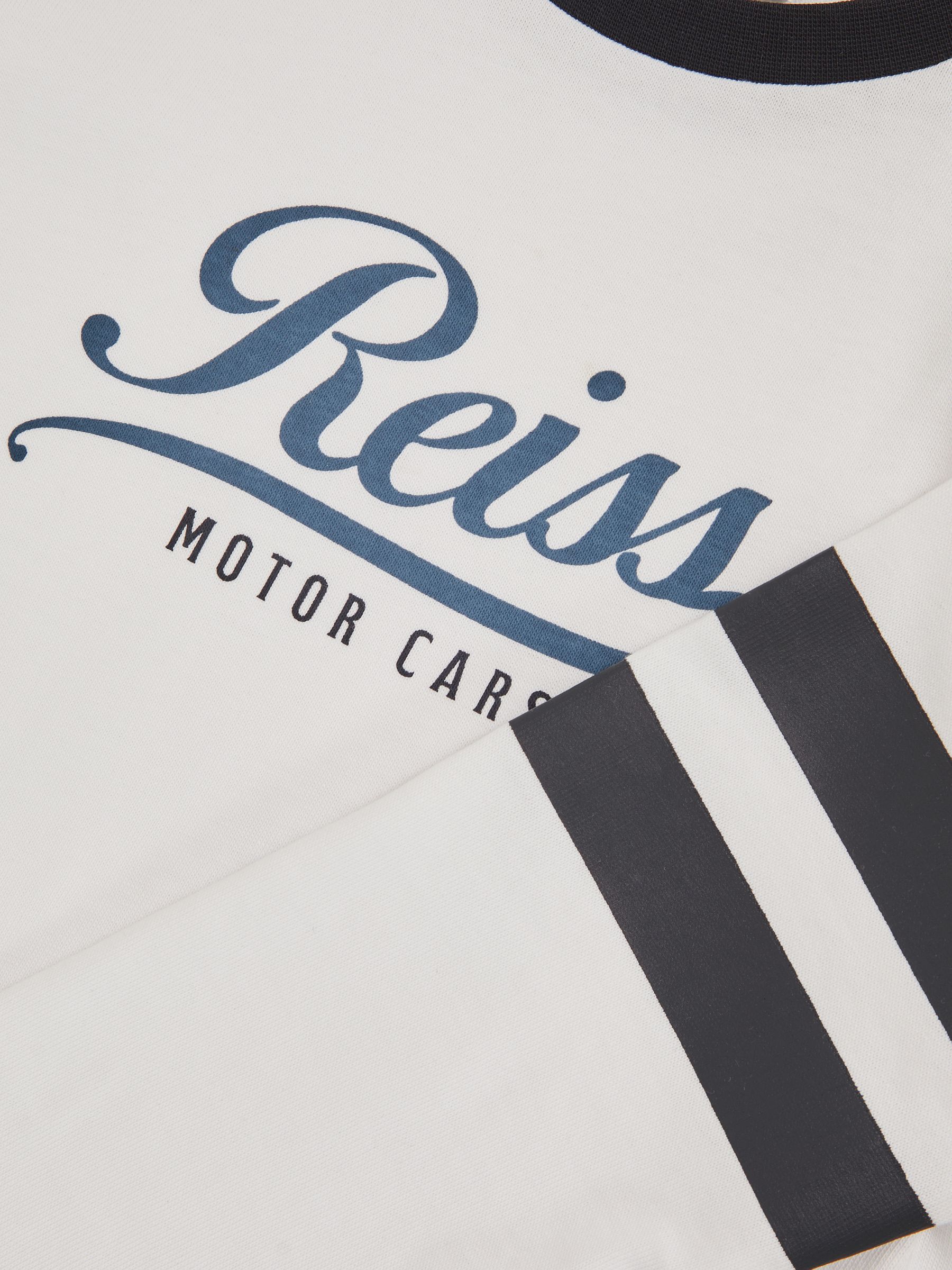 Reiss 3-9 yrs Cotton Motor Cars Logo T-Shirt in White/Blue - REISS