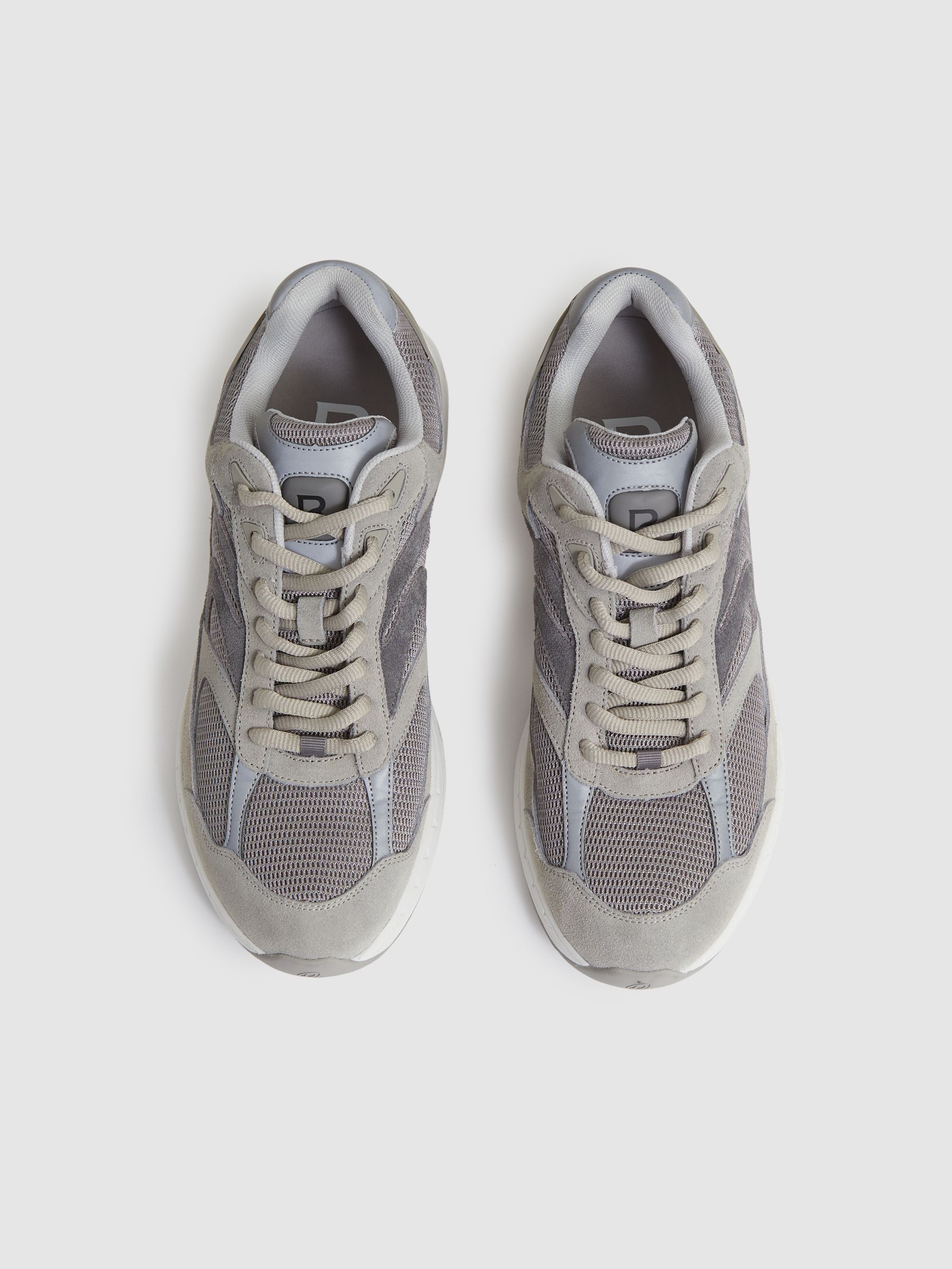 Reiss Panelled Running Trainers in Grey - REISS