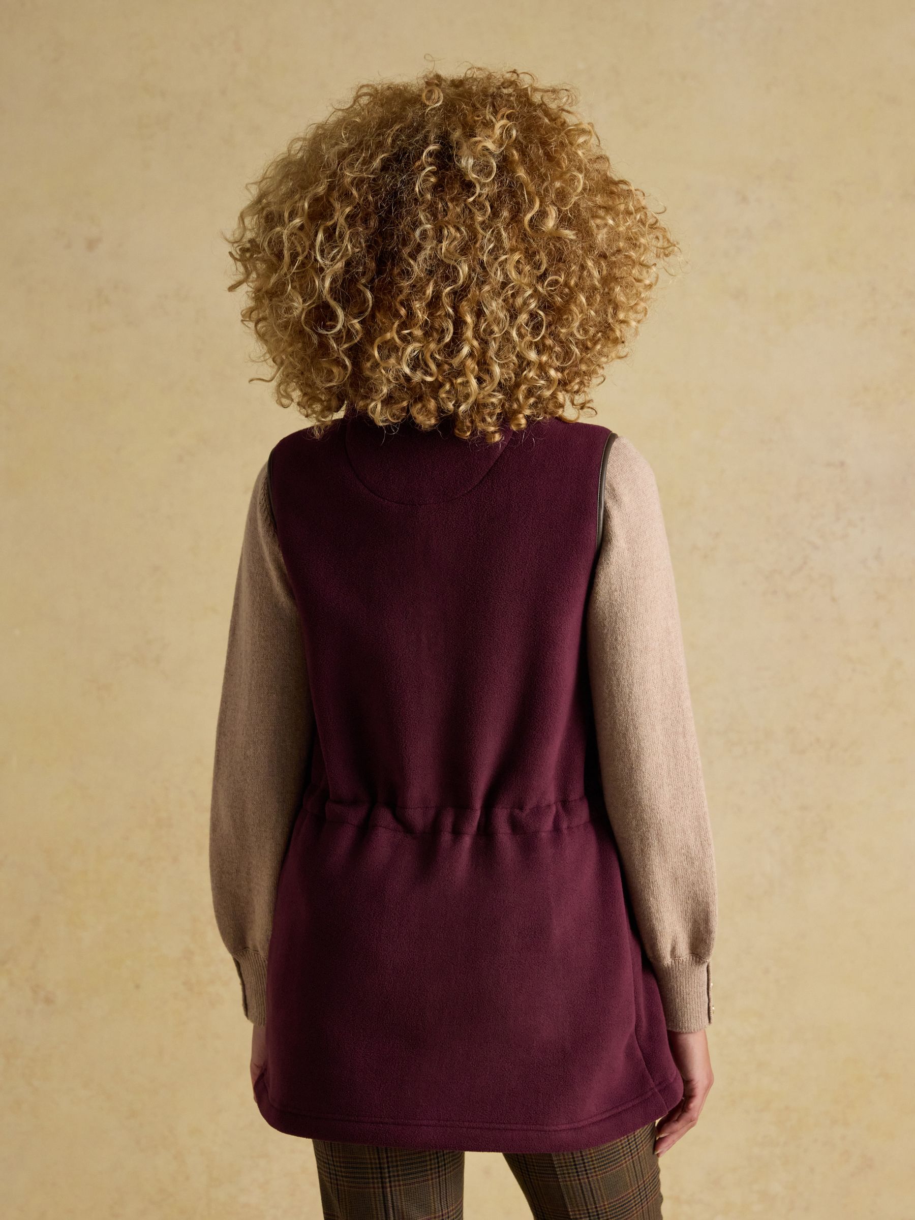Heritage Burgundy Longline Fleece Gilet | Joules