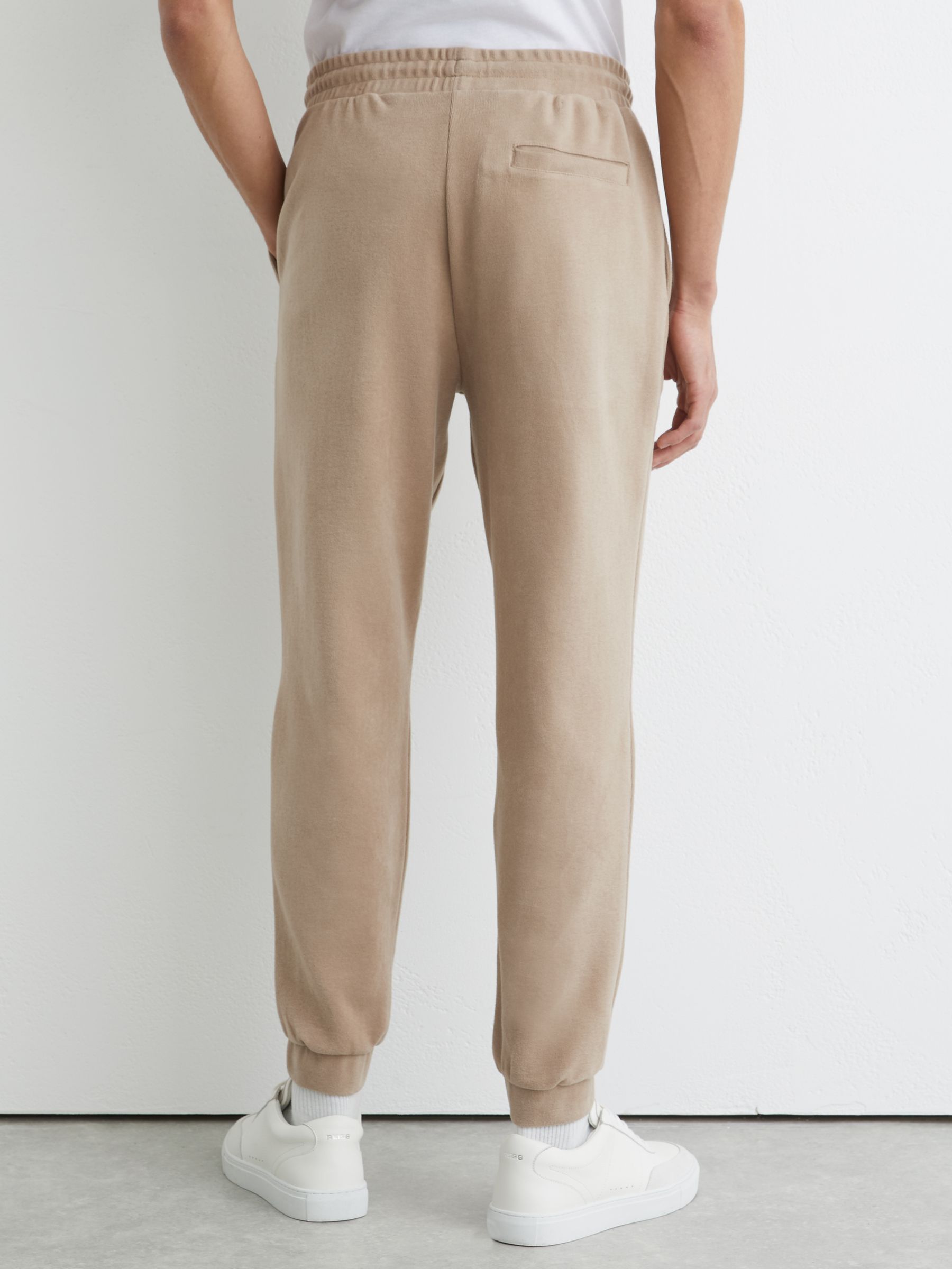 Reiss Cotton-Blend Brushed Ribbed Joggers in Camel Brown | REISS