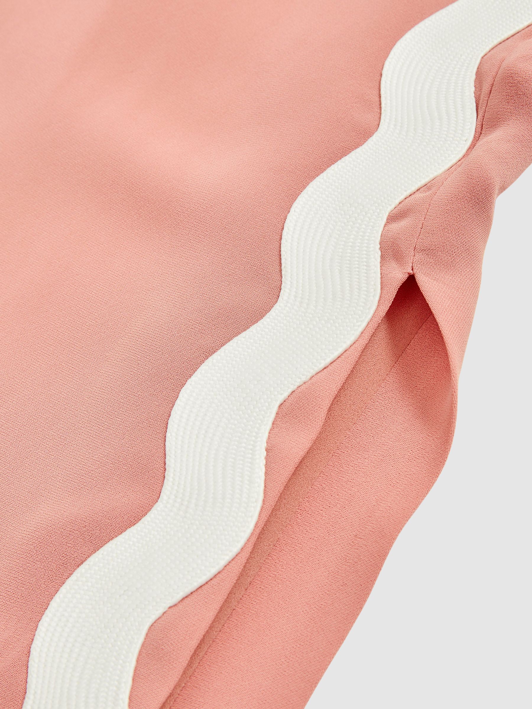 Reiss Wave-Trim Crepe Midi Dress in Pink - REISS
