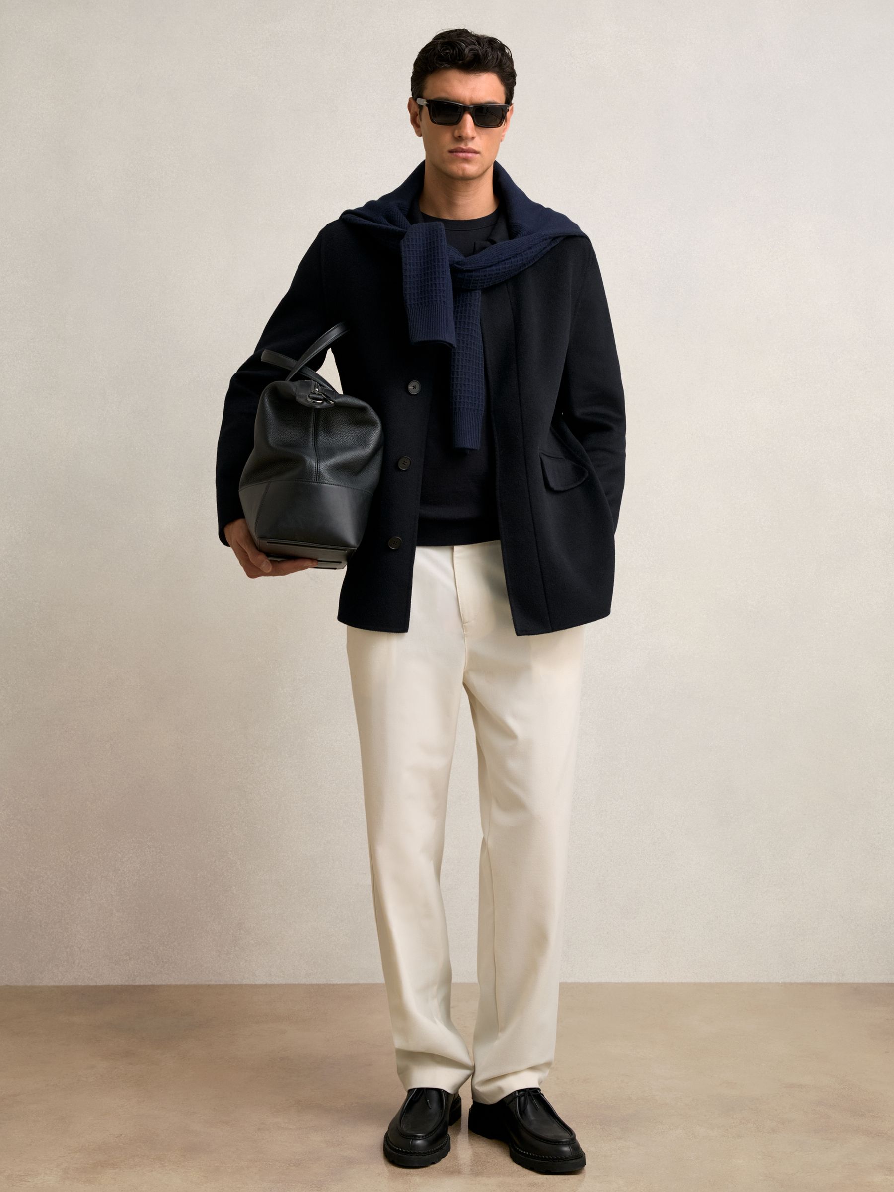 Reiss Wool Blend Double Face Button Jacket in Navy - REISS