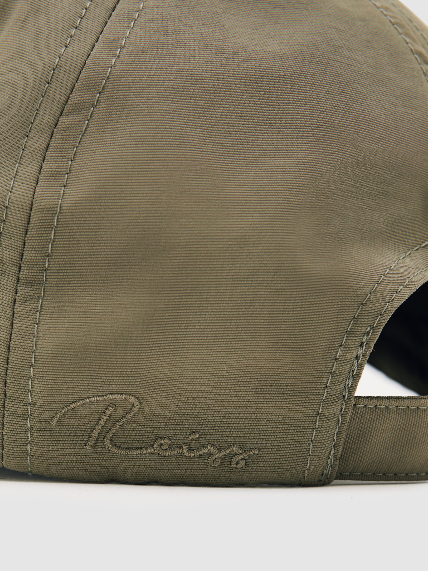 Reiss Embroidered-Logo Tech Baseball Cap in Sage Green | REISS
