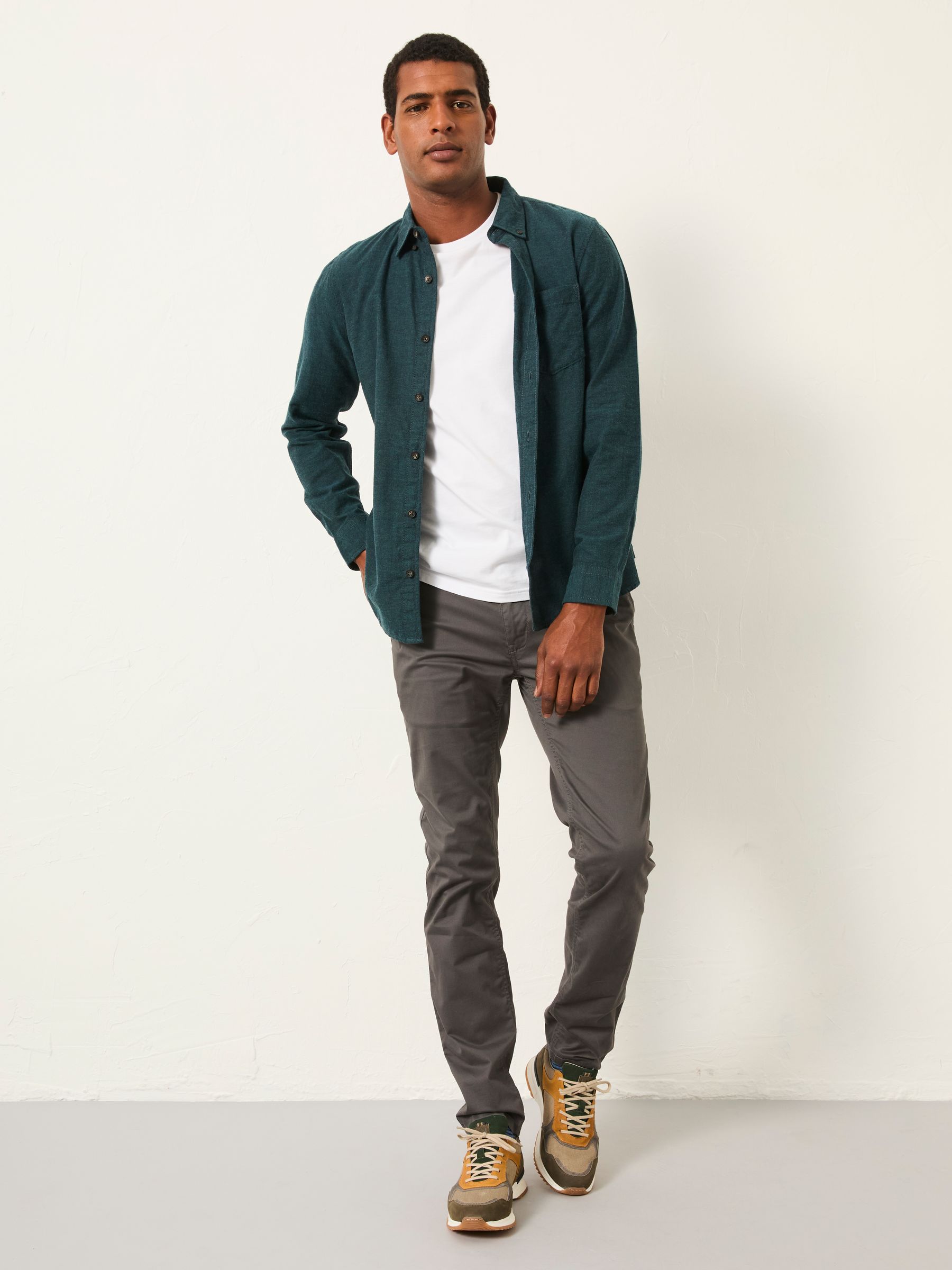 Oxlow Teal Blue Long Sleeve Plain Shirt | FatFace