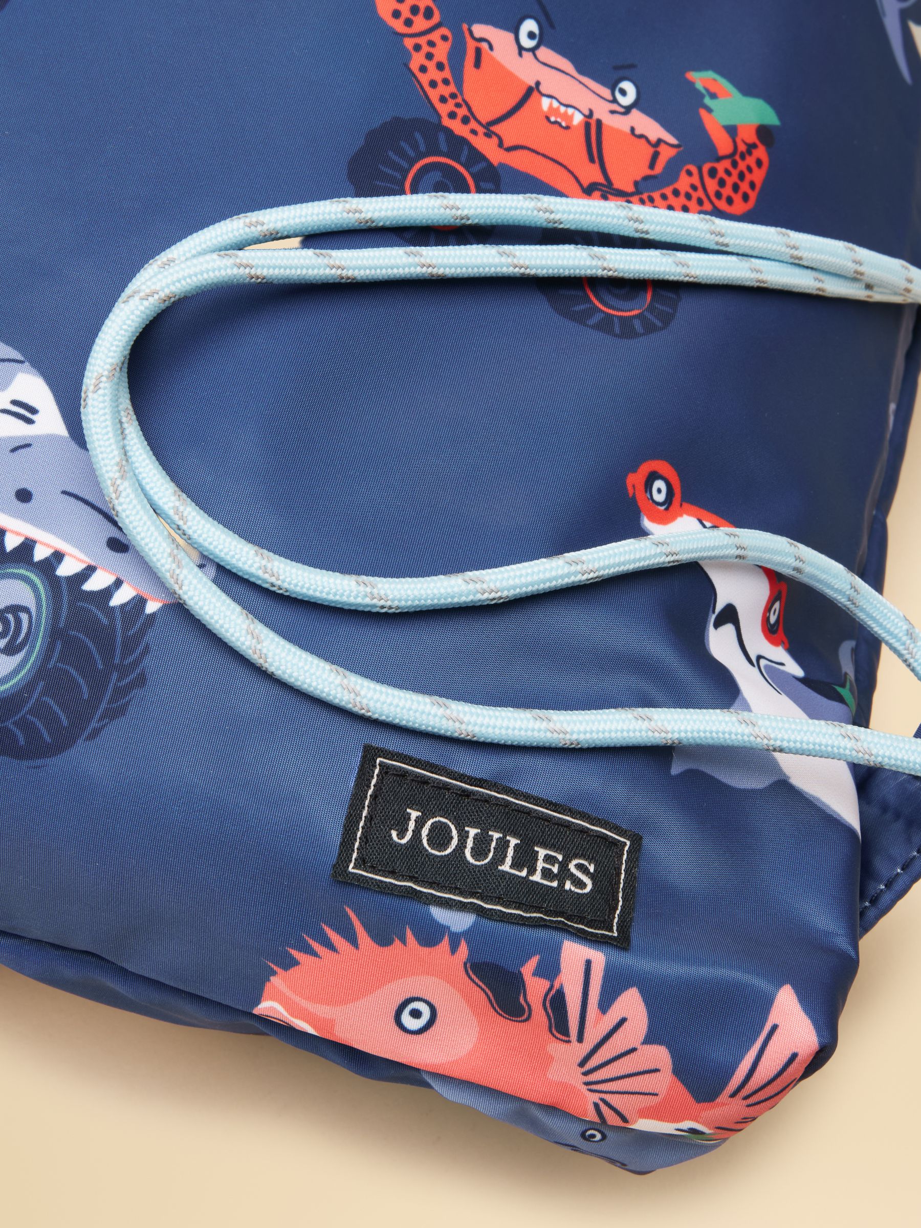 Adventurer Blue Fish Printed Drawstring Bag | Joules