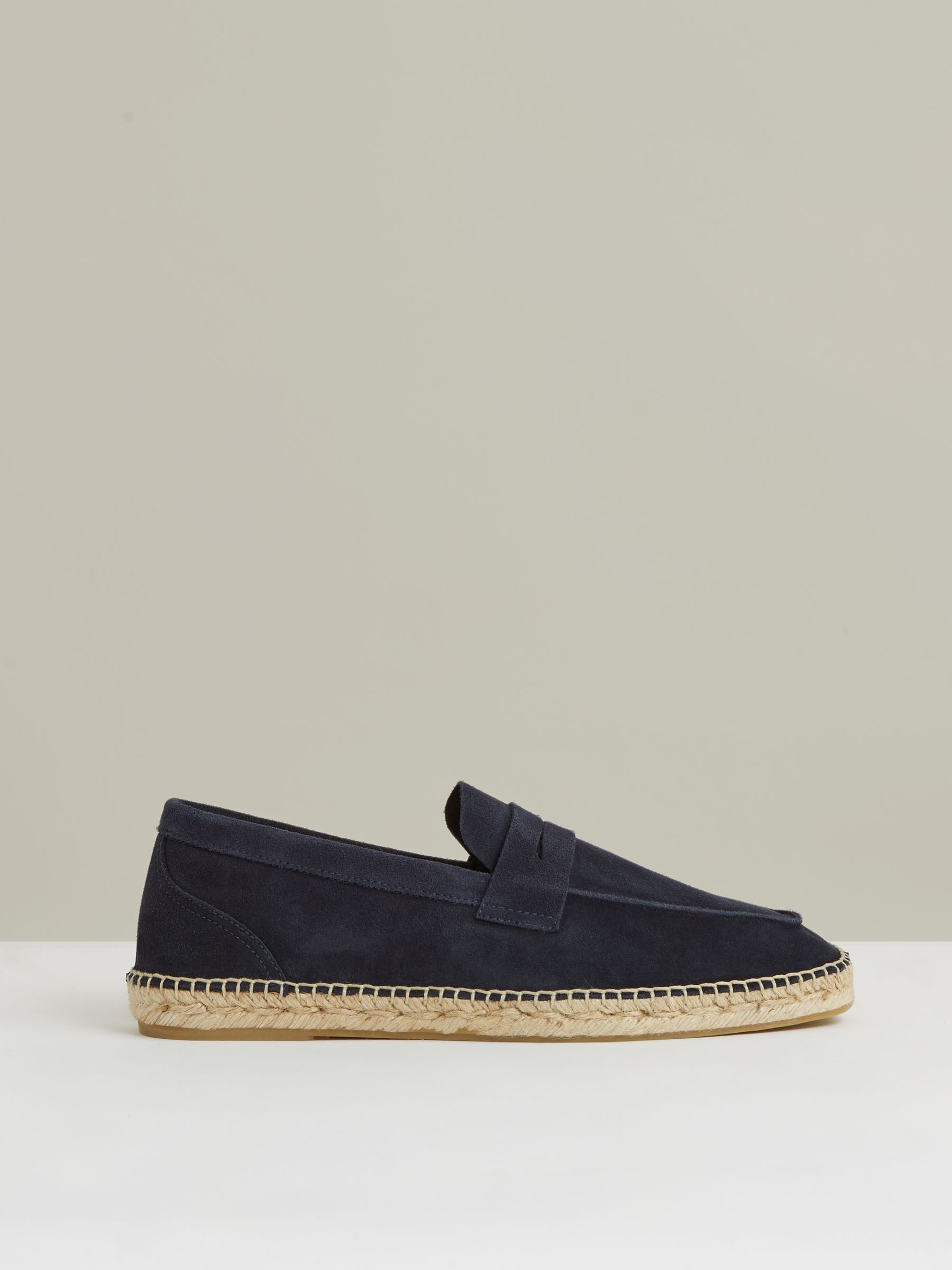 Reiss Suede Penny-Strap Espadrilles in Navy | REISS