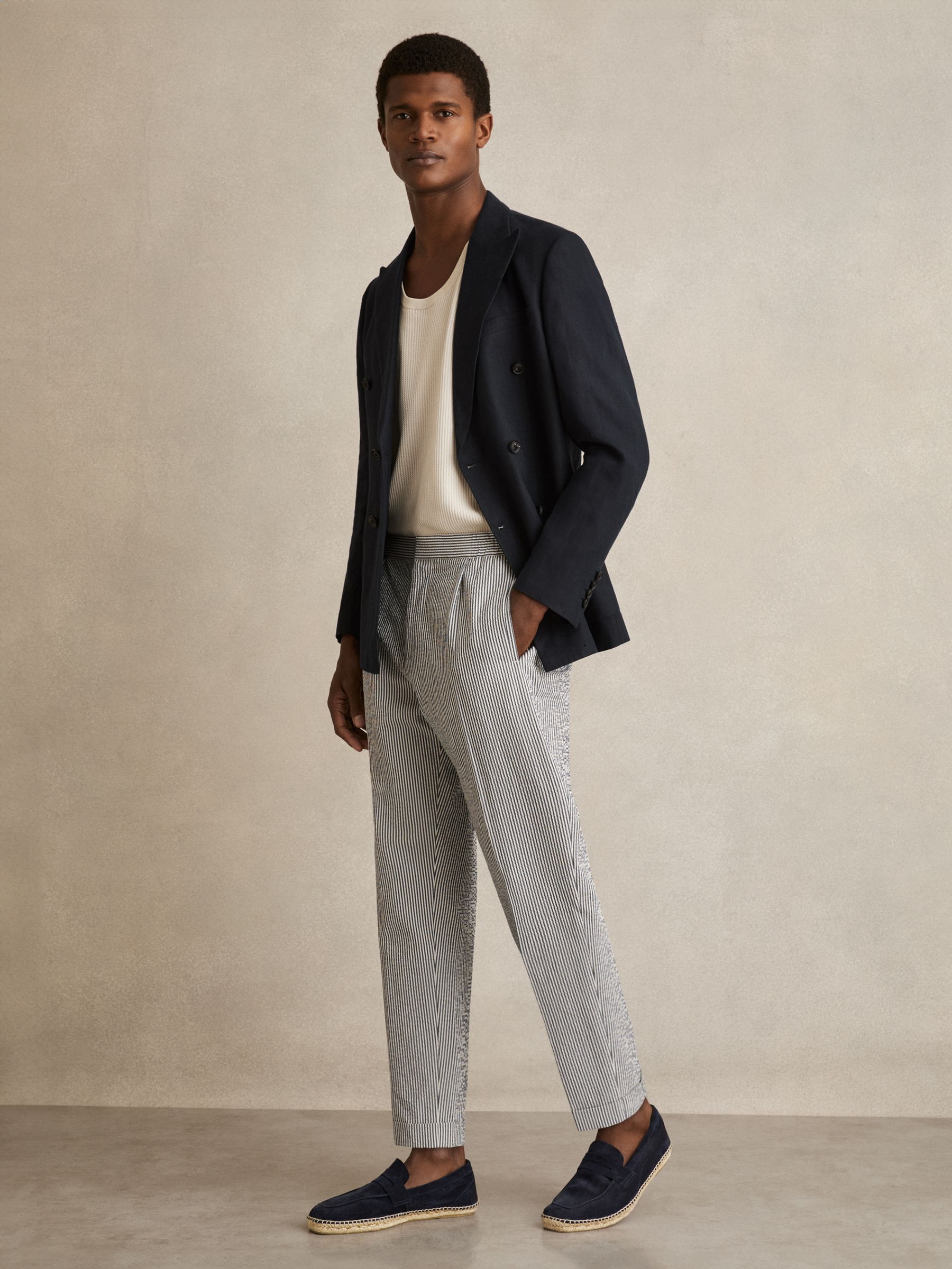 Reiss Suede Penny-Strap Espadrilles in Navy | REISS