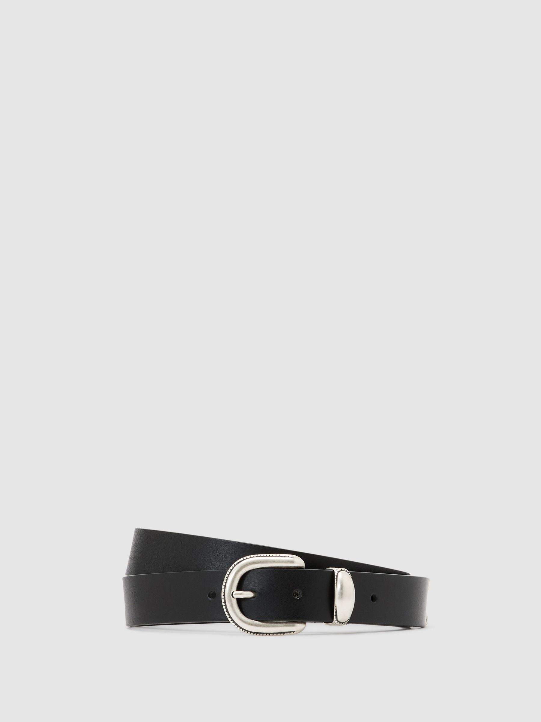 Reiss Leather Western Belt in Black | REISS