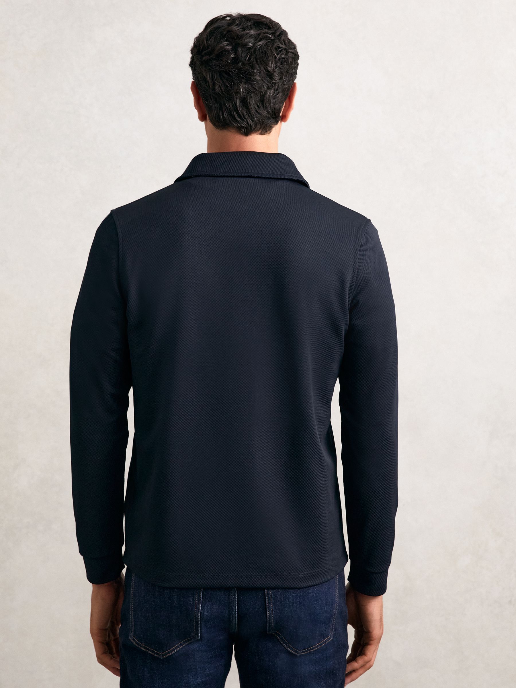 Reiss Textured Zip Through Overshirt in Navy | REISS