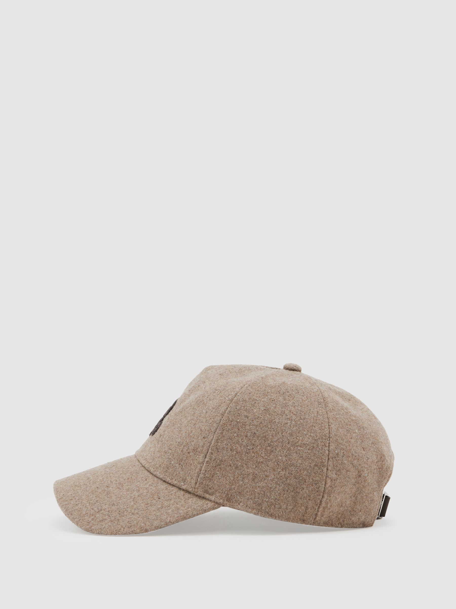 Reiss Monogram Appliqué Wool-Blend Cap in Oatmeal Brown - REISS