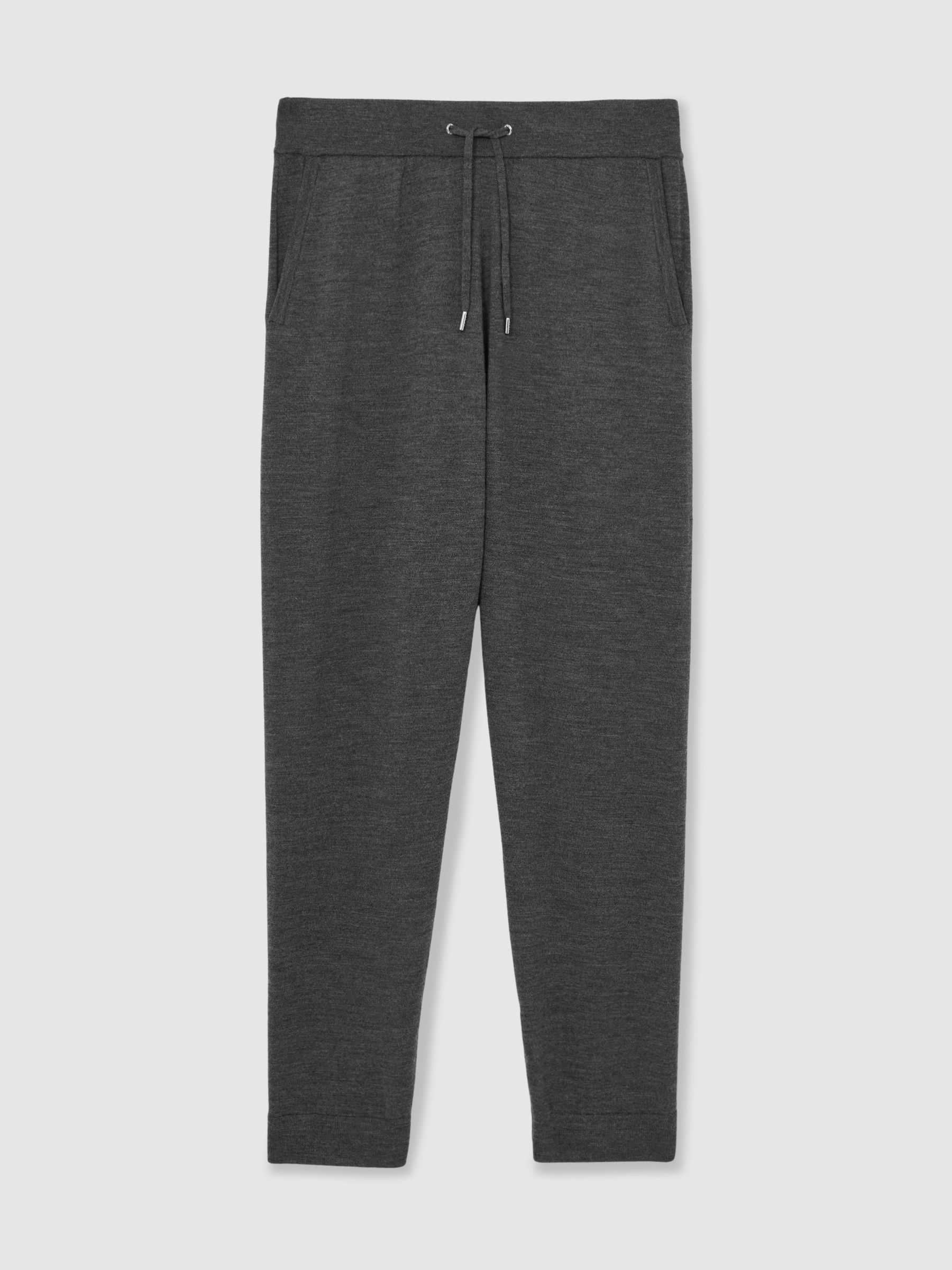 Reiss Merino Wool-Blend Cuffed Joggers in Derby Grey Melange | REISS
