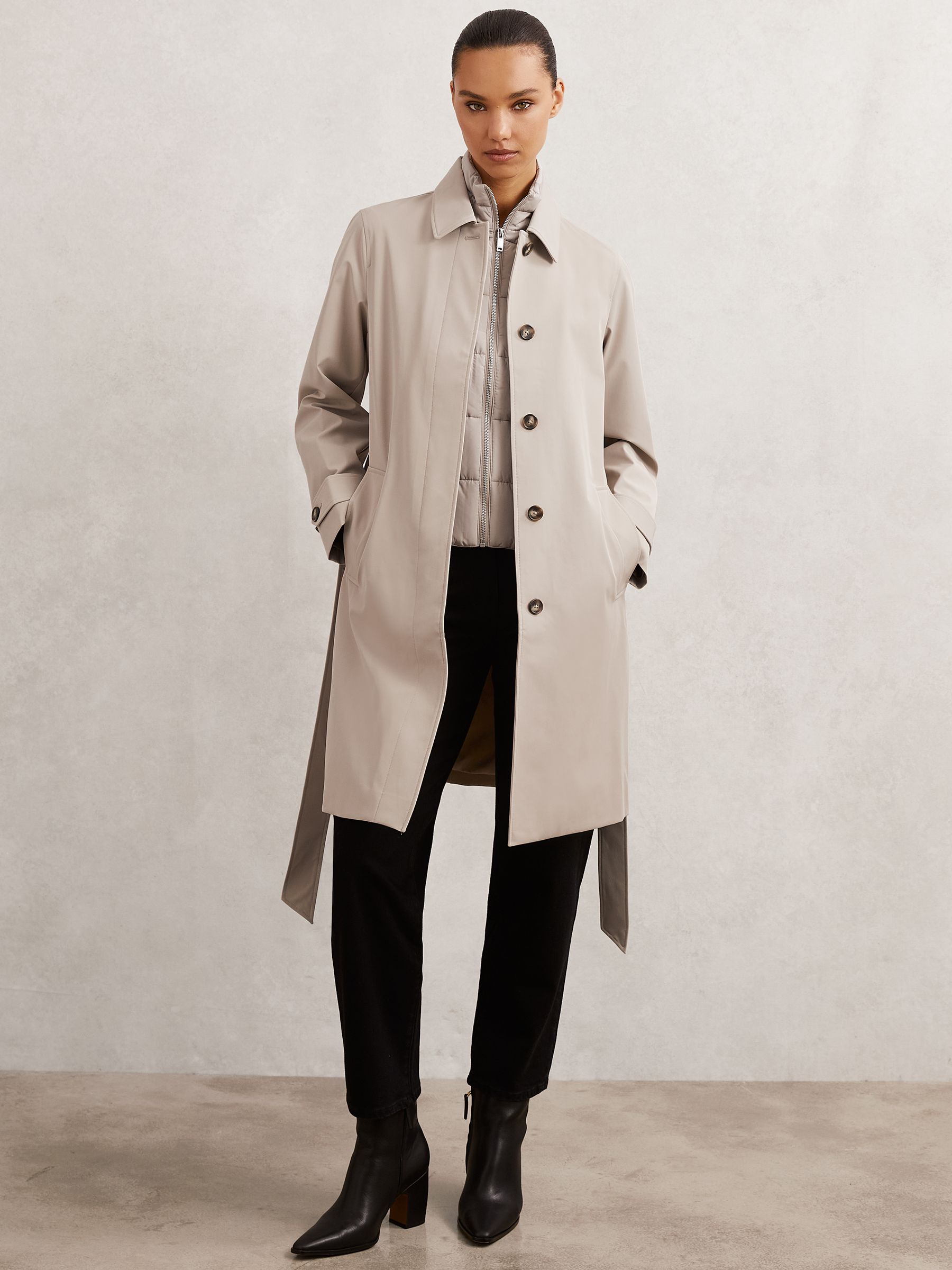 Reiss Removable-Gilet Hybrid Overcoat in Neutral | REISS