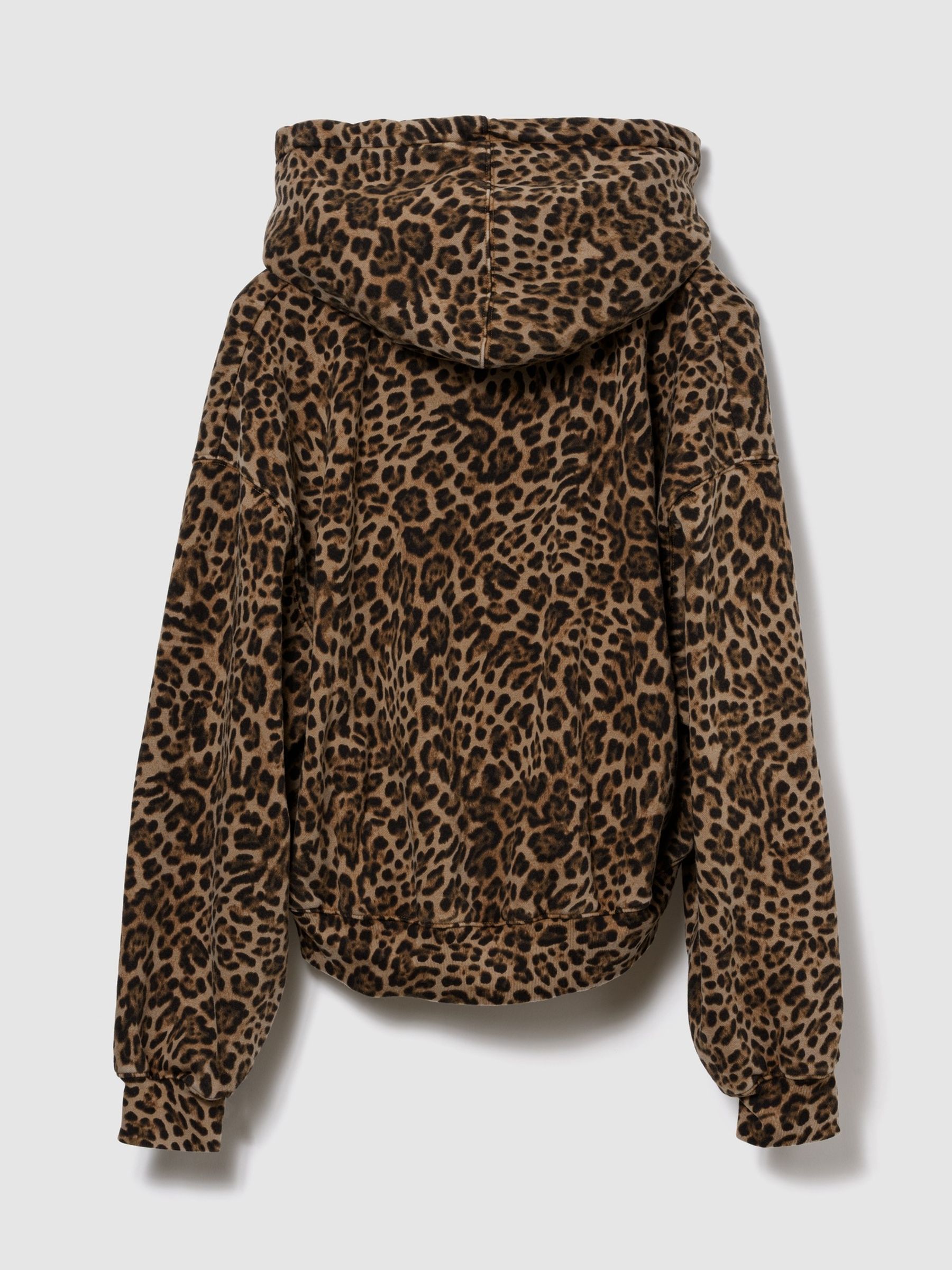 Brown Leopard Print VintageSoft Crop Logo Hoodie | Gap