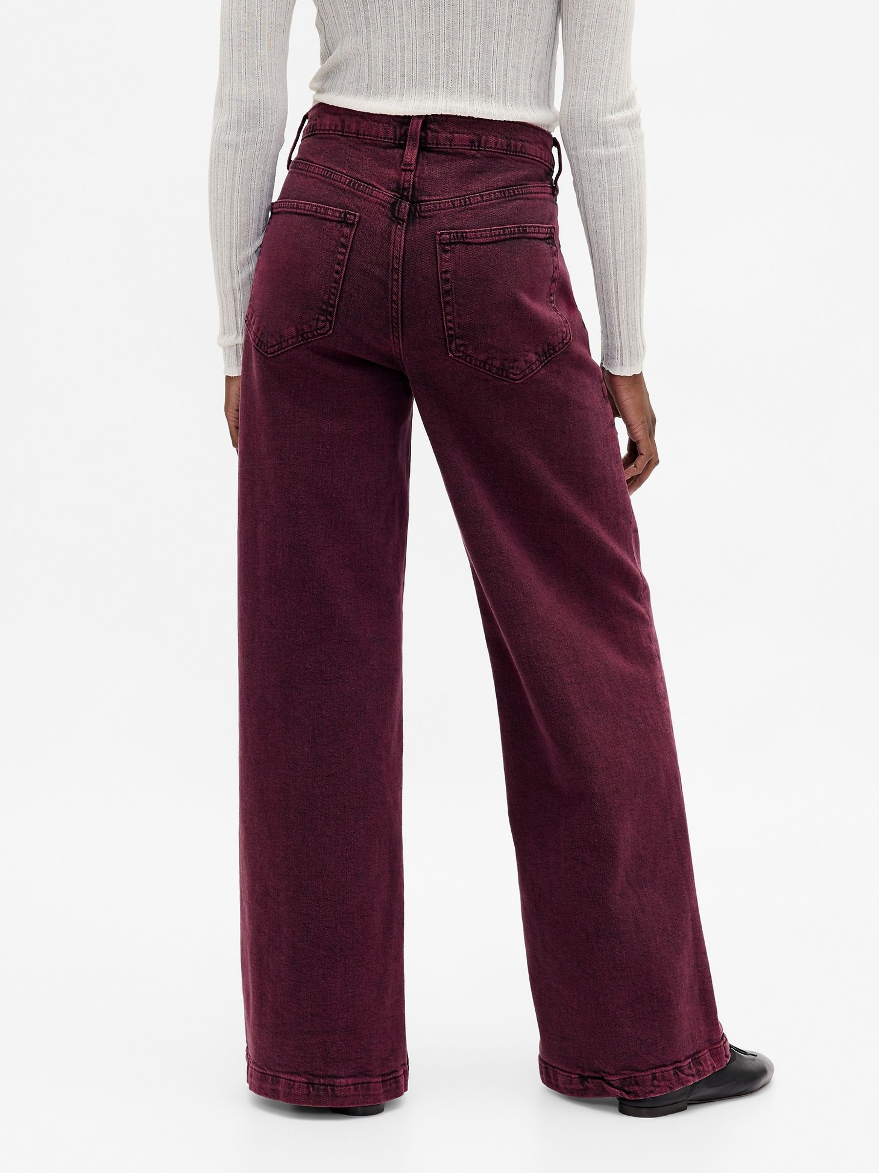 Burgundy Red High Waisted Stride Wide Leg Jeans | Gap